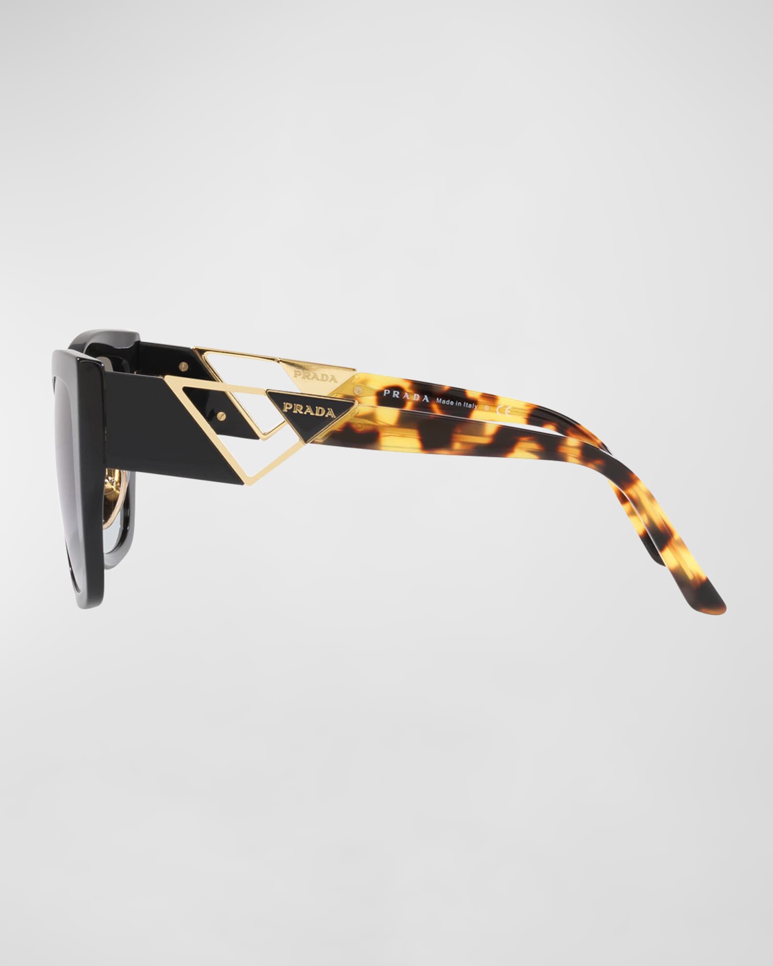 Prada Triangle Logo Square Acetate & Metal Sunglasses | Neiman Marcus