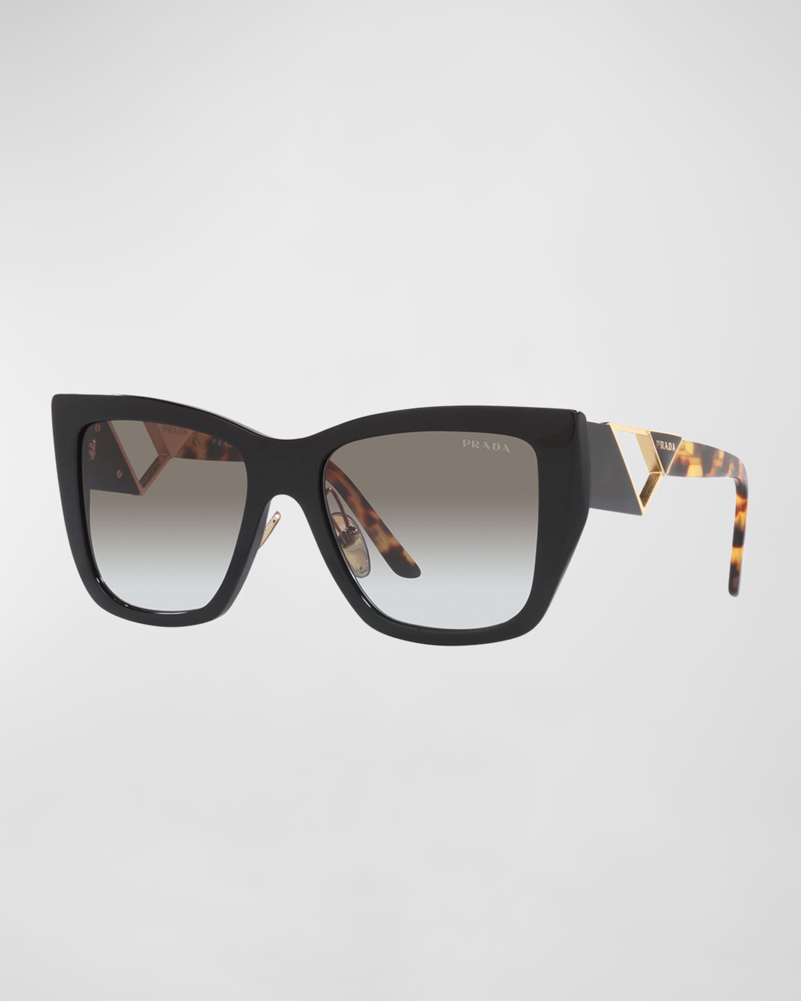Prada Triangle Logo Square Acetate & Metal Sunglasses | Neiman Marcus
