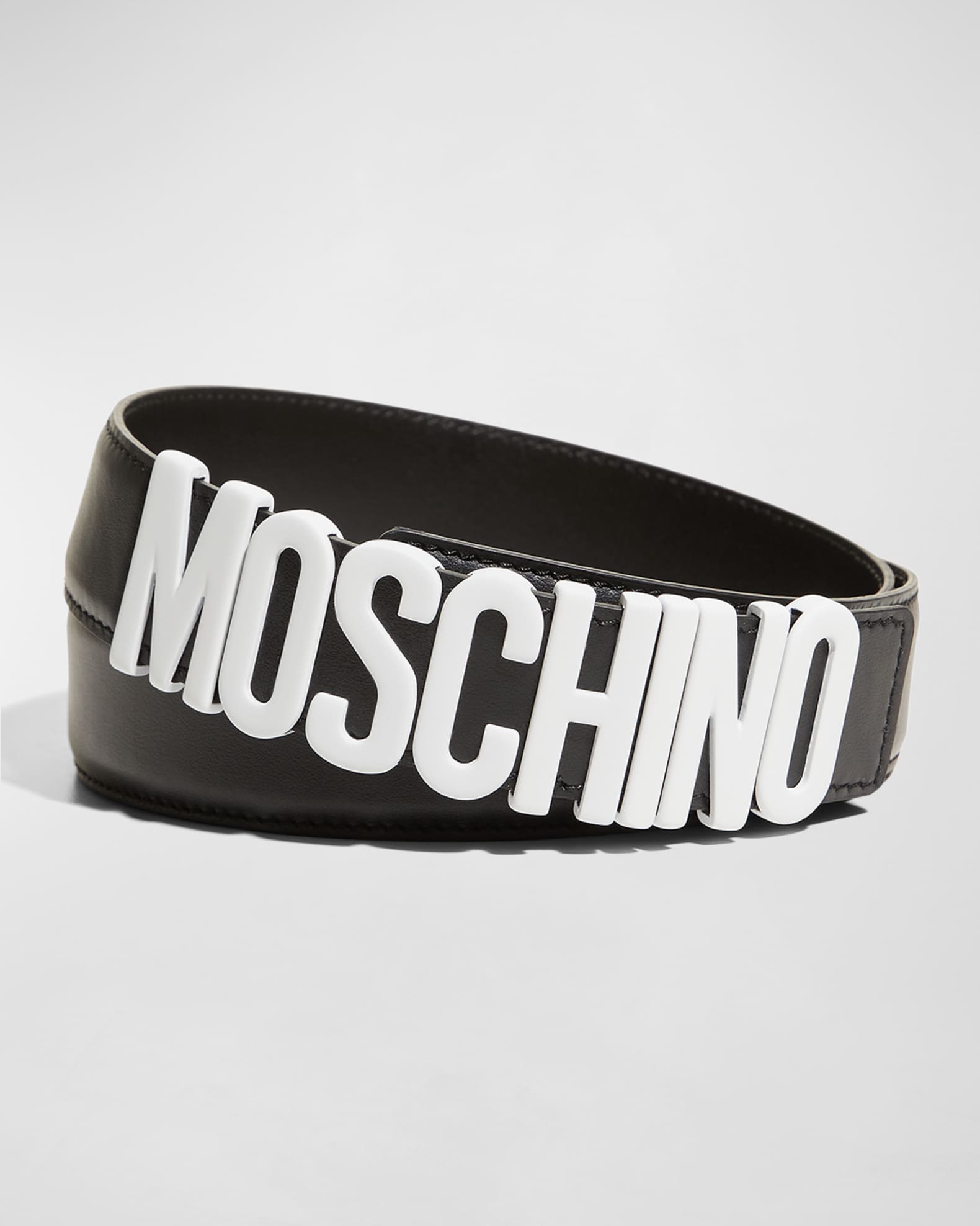 Moschino Men s Leather Logo Belt Neiman Marcus