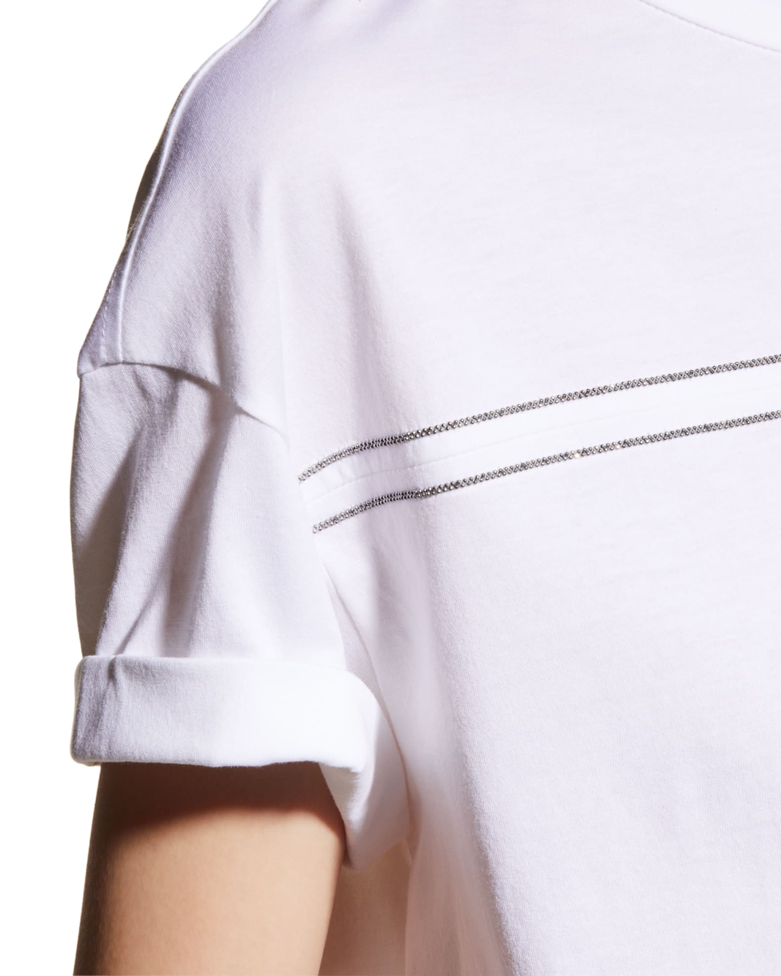 Brunello Cucinelli Horizontal Monili Stripe Cotton Jersey T-Shirt ...