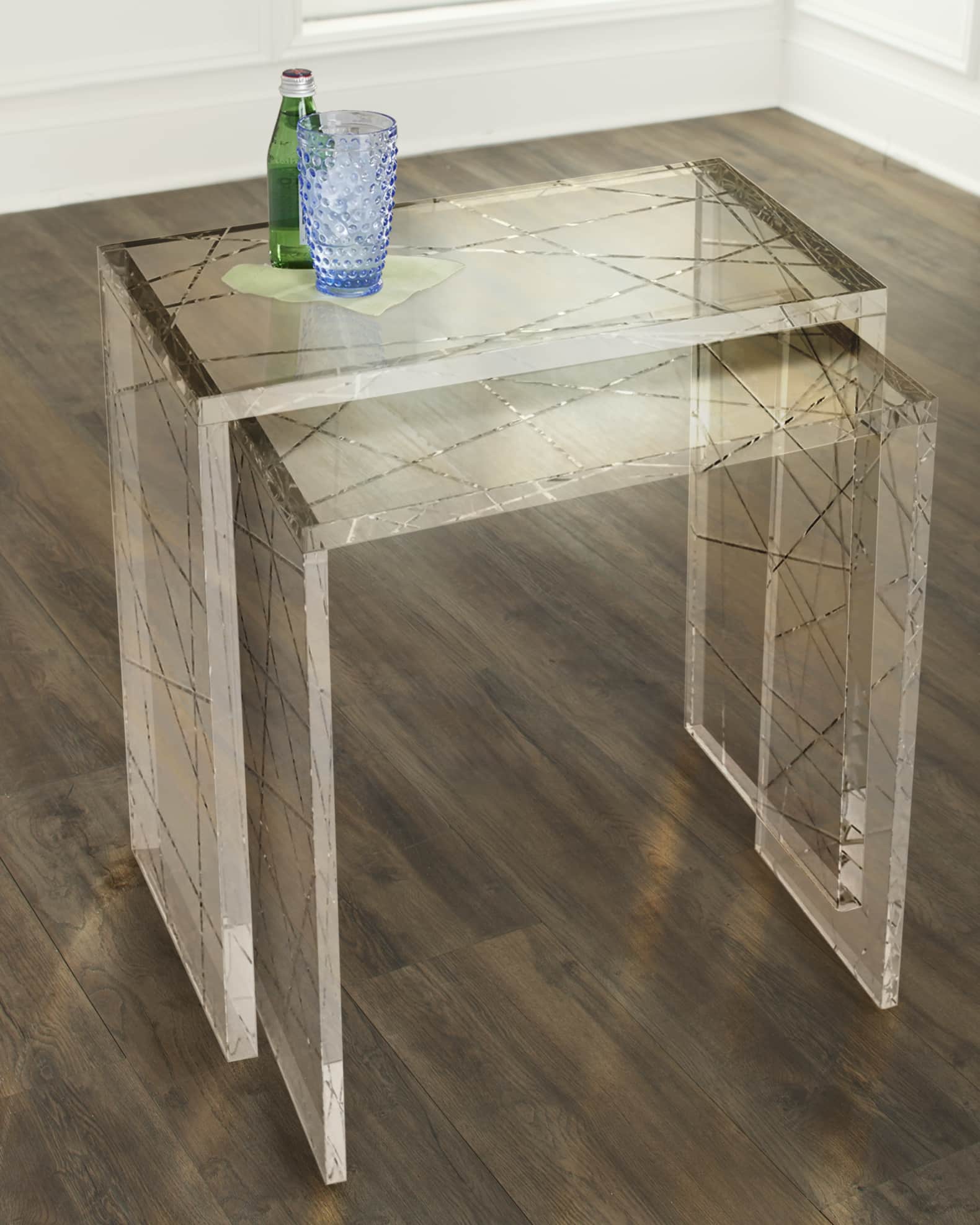John-Richard Collection Small Crystal Nesting Table | Neiman Marcus