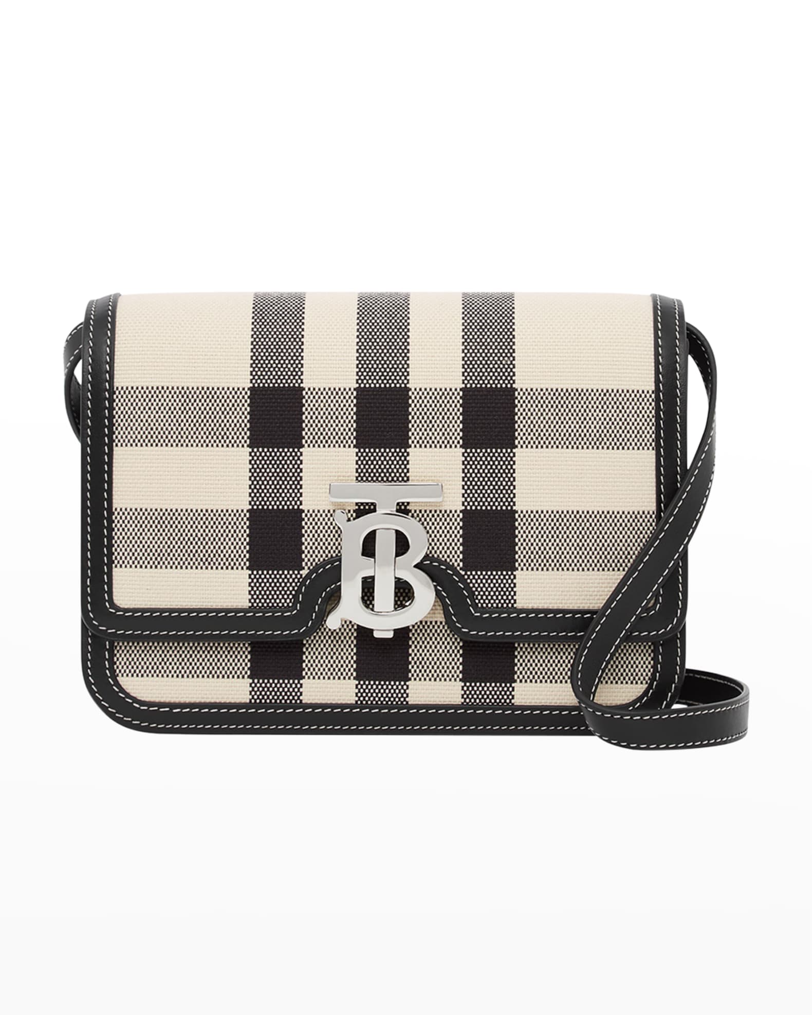 Burberry Small TB Check Canvas Shoulder Bag | Neiman Marcus