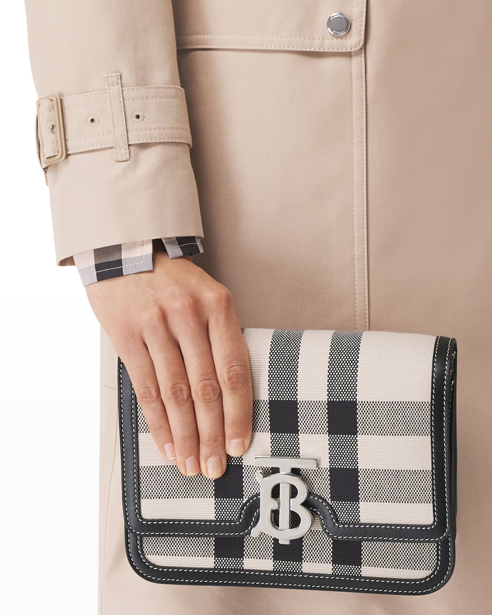Burberry Small TB Check Canvas Shoulder Bag | Neiman Marcus