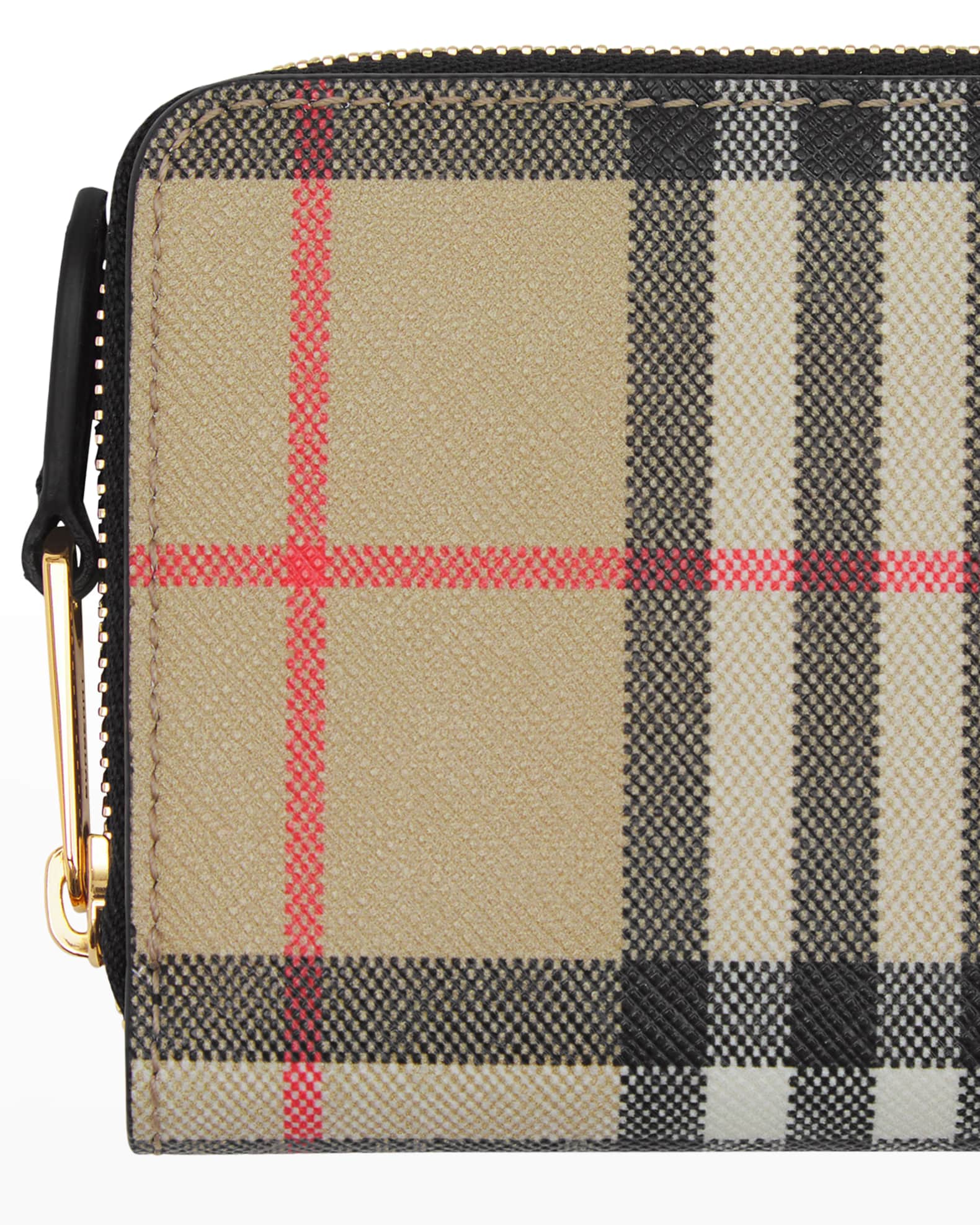 Burberry Vintage Check Zip Compact Wallet | Neiman Marcus
