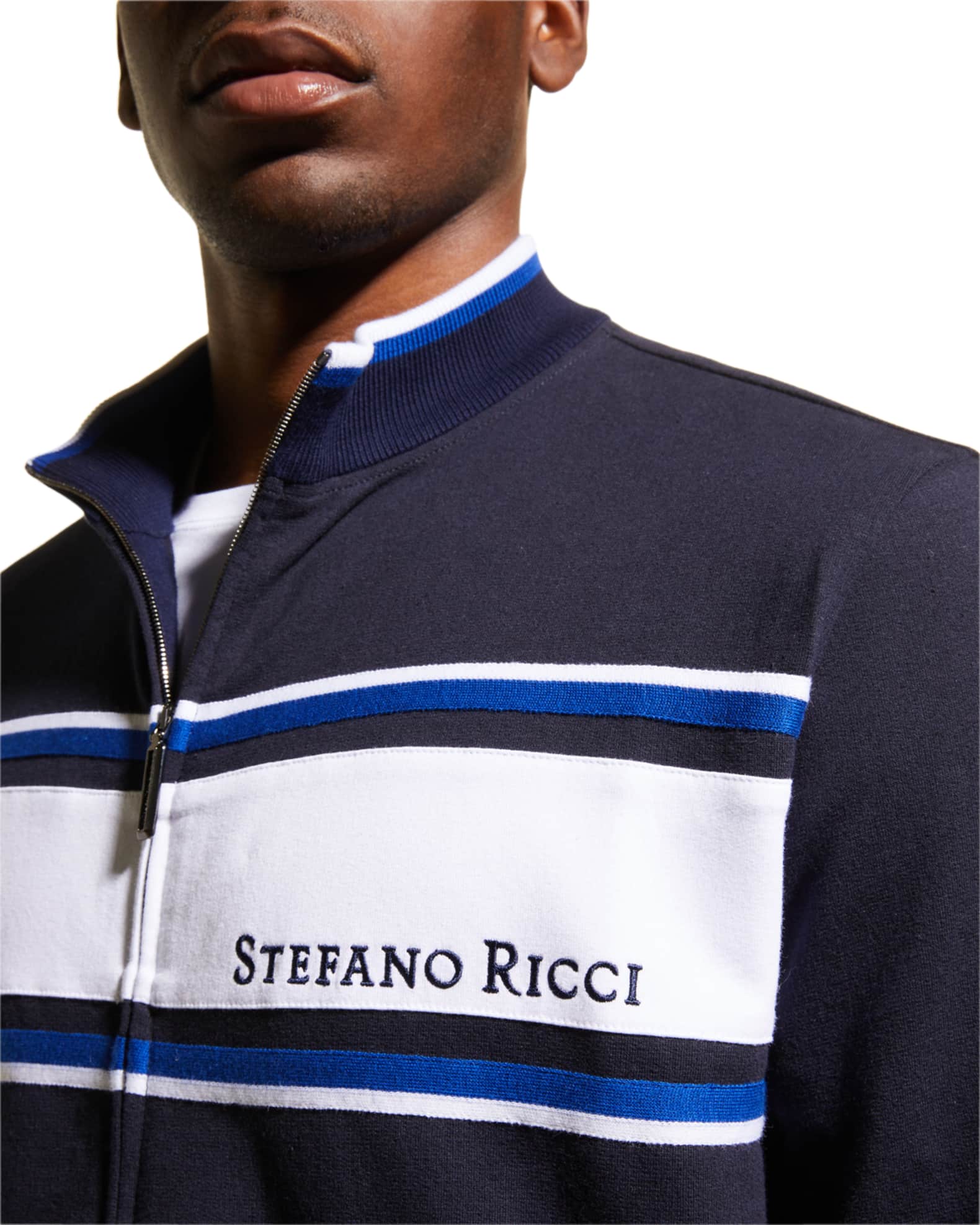Stefano Ricci Men's Cotton-Stretch Stripe Blouson | Neiman Marcus
