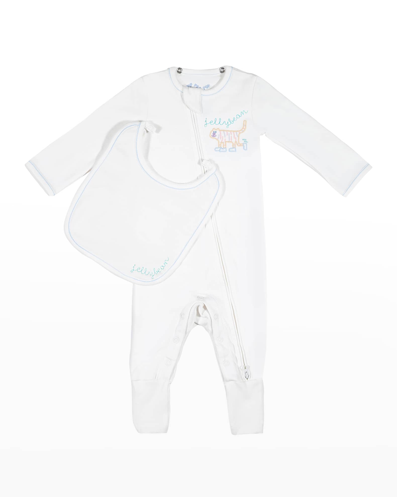 PiP PEA POP Baby Personalized Footed Bodysuit with attachable bib ...