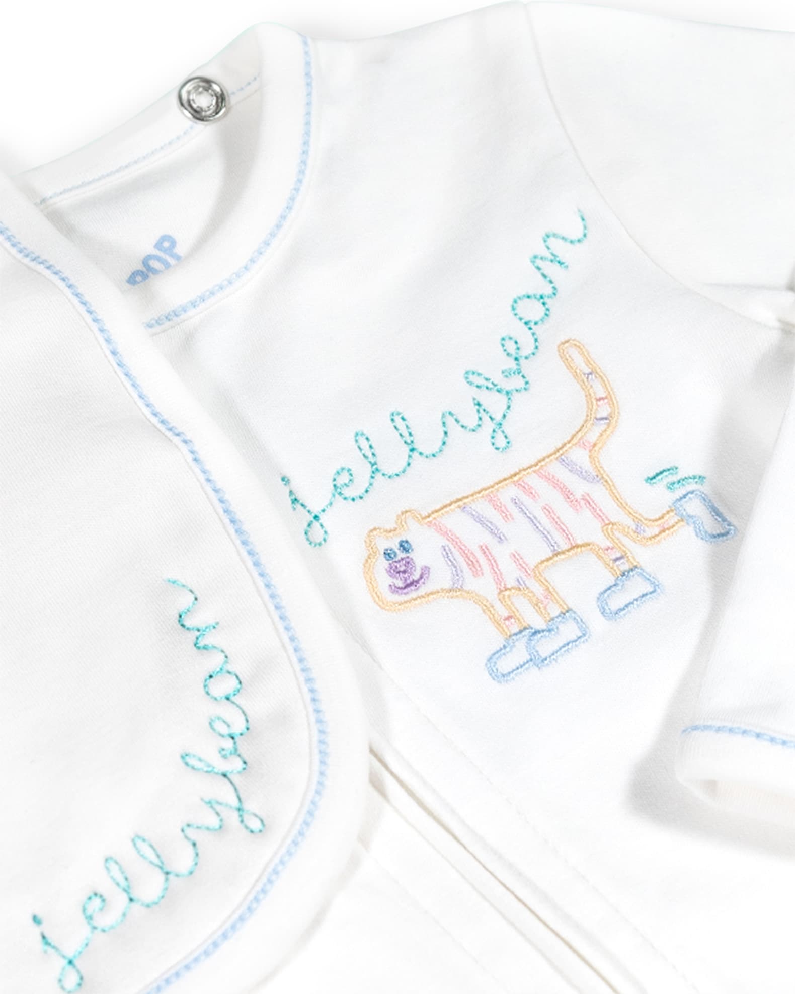 PiP PEA POP Baby Personalized Footed Bodysuit with attachable bib ...