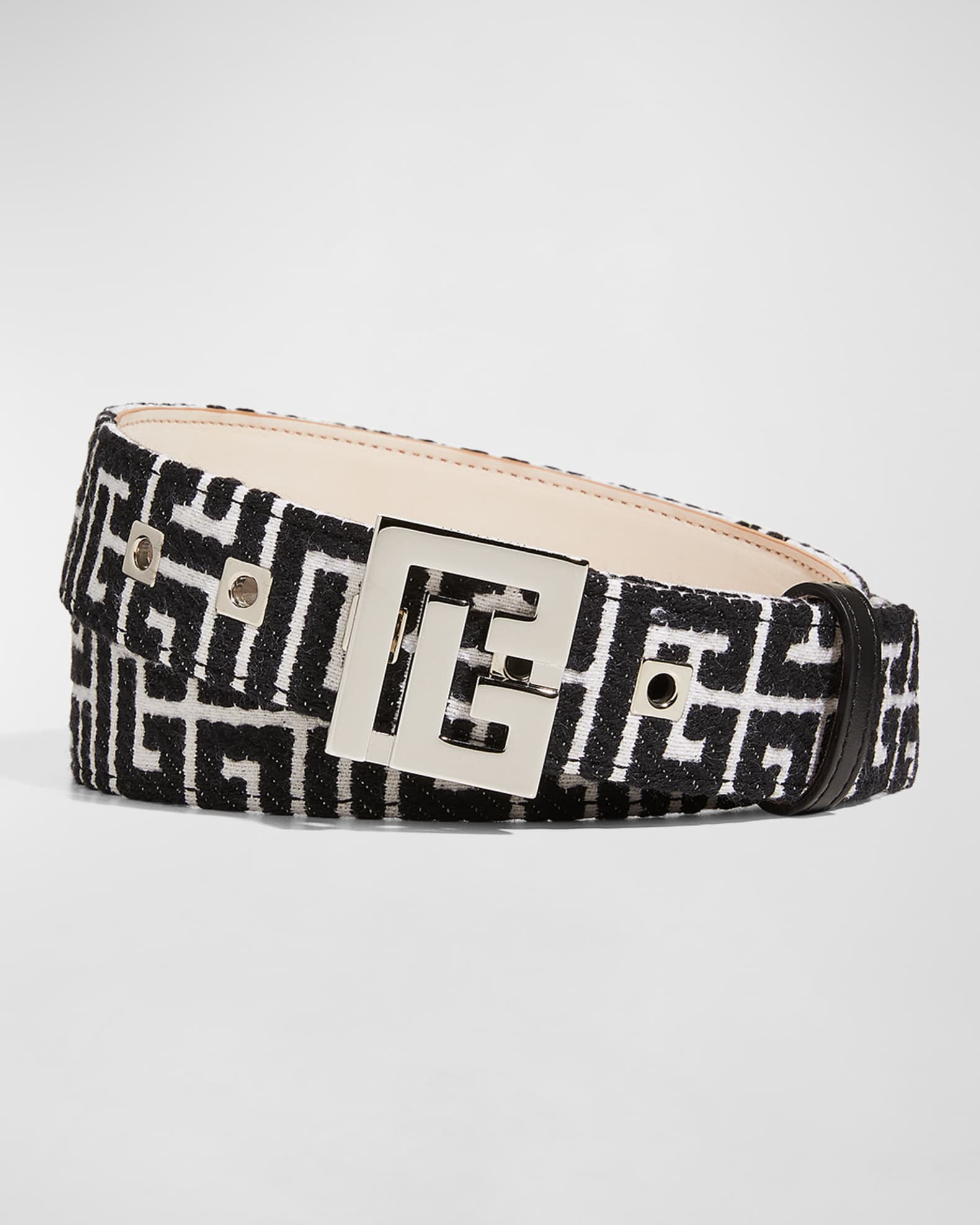 Balmain Men's PB Monogram Jacquard Belt | Neiman Marcus