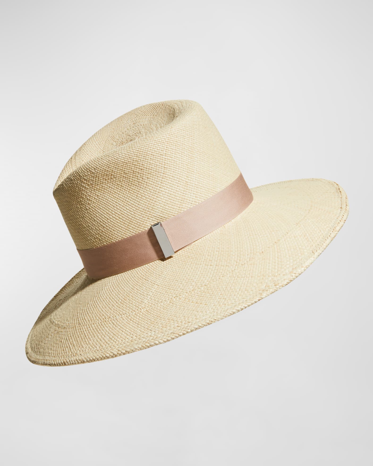 Gigi Burris Drake Straw Panama Hat w/ Sateen Band | Neiman Marcus