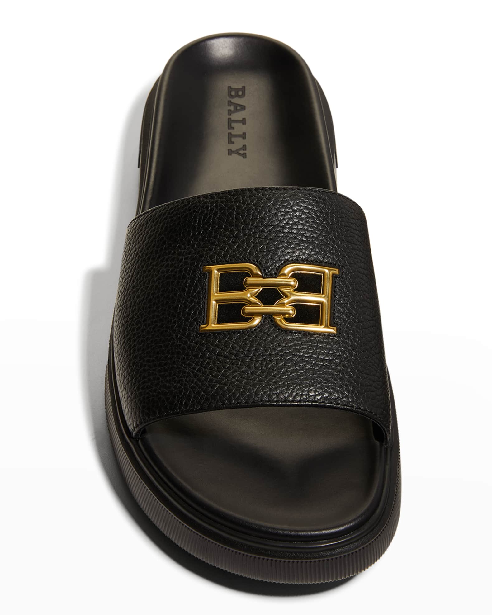 Bally Men's Jaxons B-Chain Leather Slides | Neiman Marcus