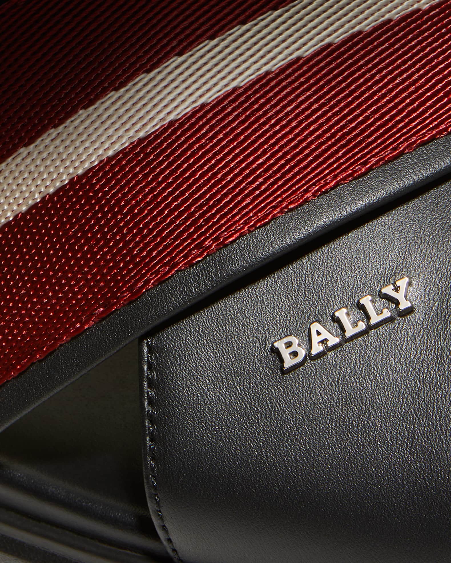 Bally Men's Jaket Nylon Stripe Leather Slide Sandals | Neiman Marcus