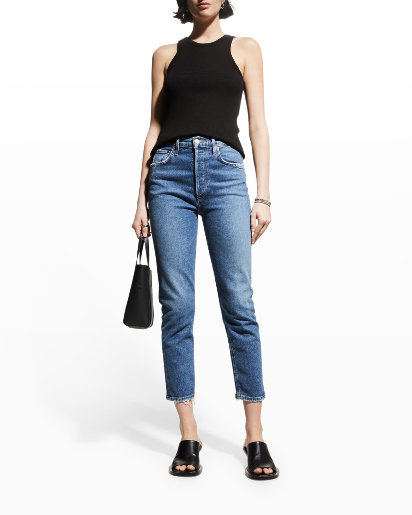 AGOLDE Riley High-Rise Straight Cropped Jeans | Neiman Marcus