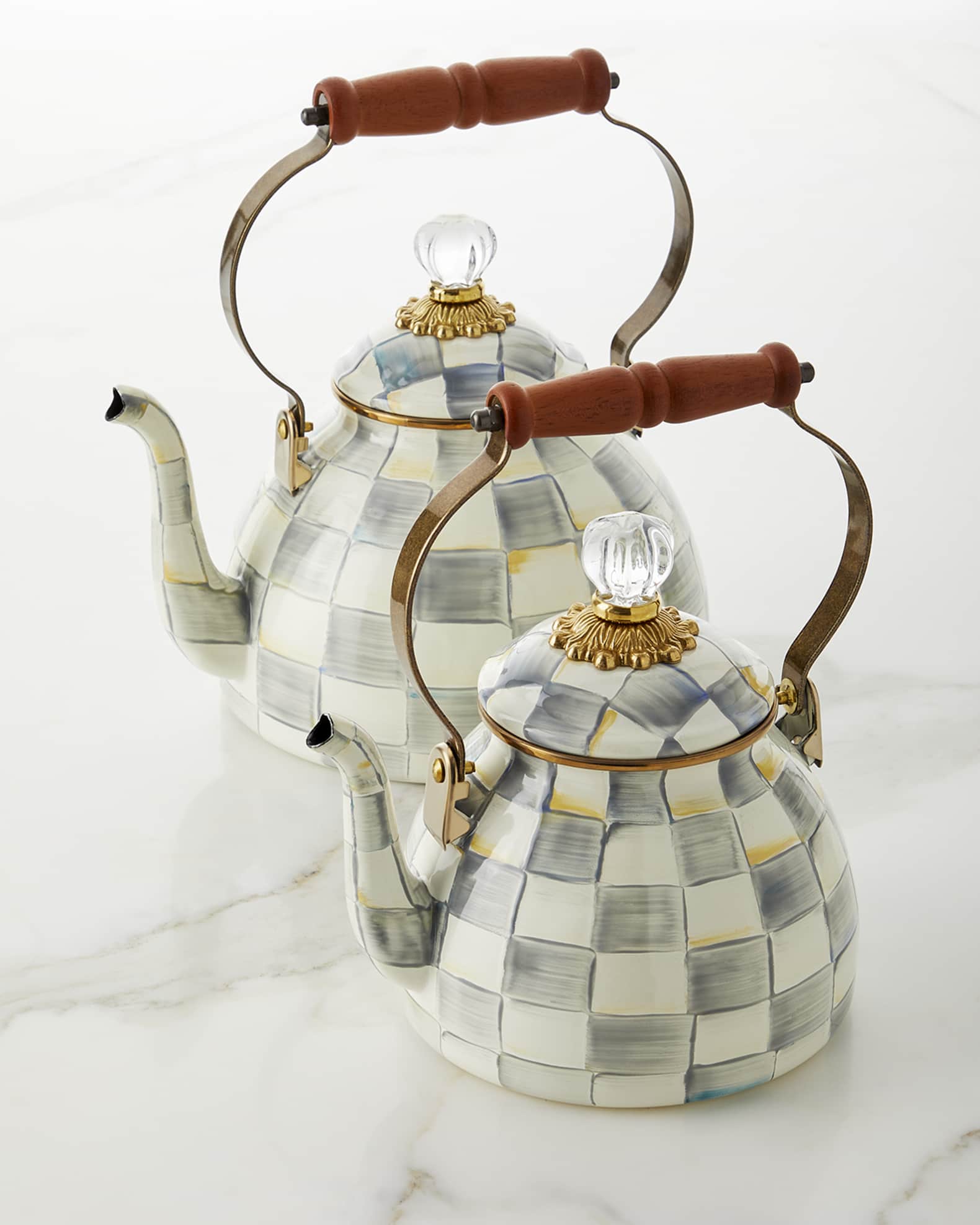 Sterling Check Tea Kettles | Neiman Marcus