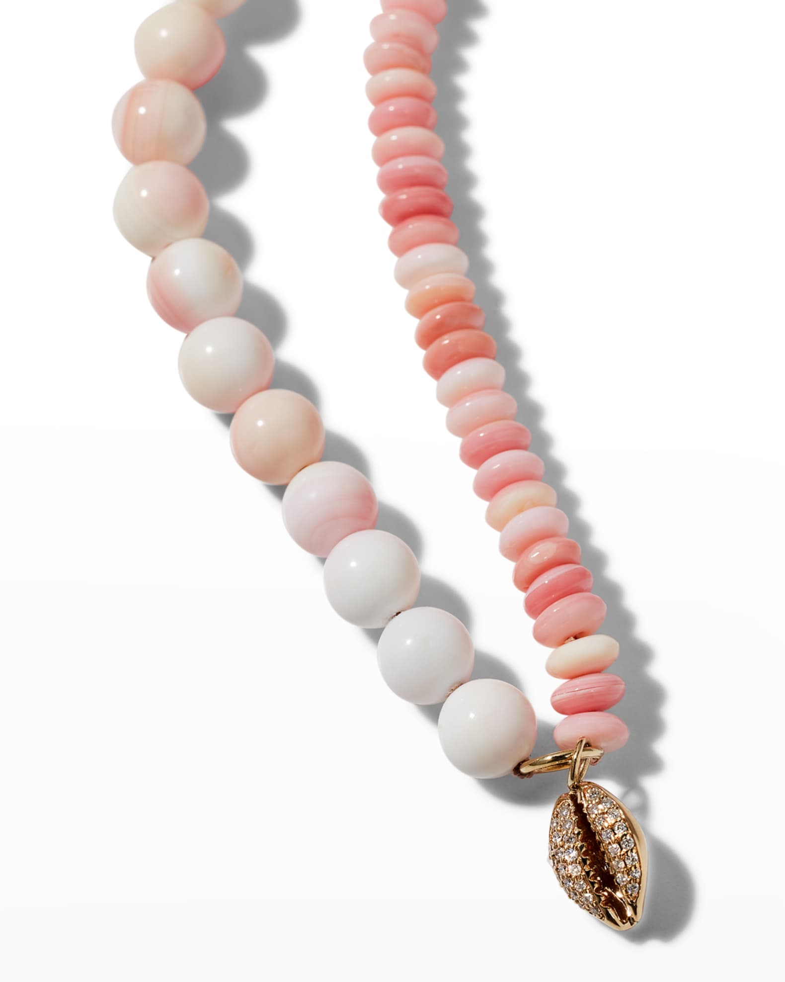 Sydney Evan Yellow Gold Conch Shell Combo Necklace with Pave Cowrie ...
