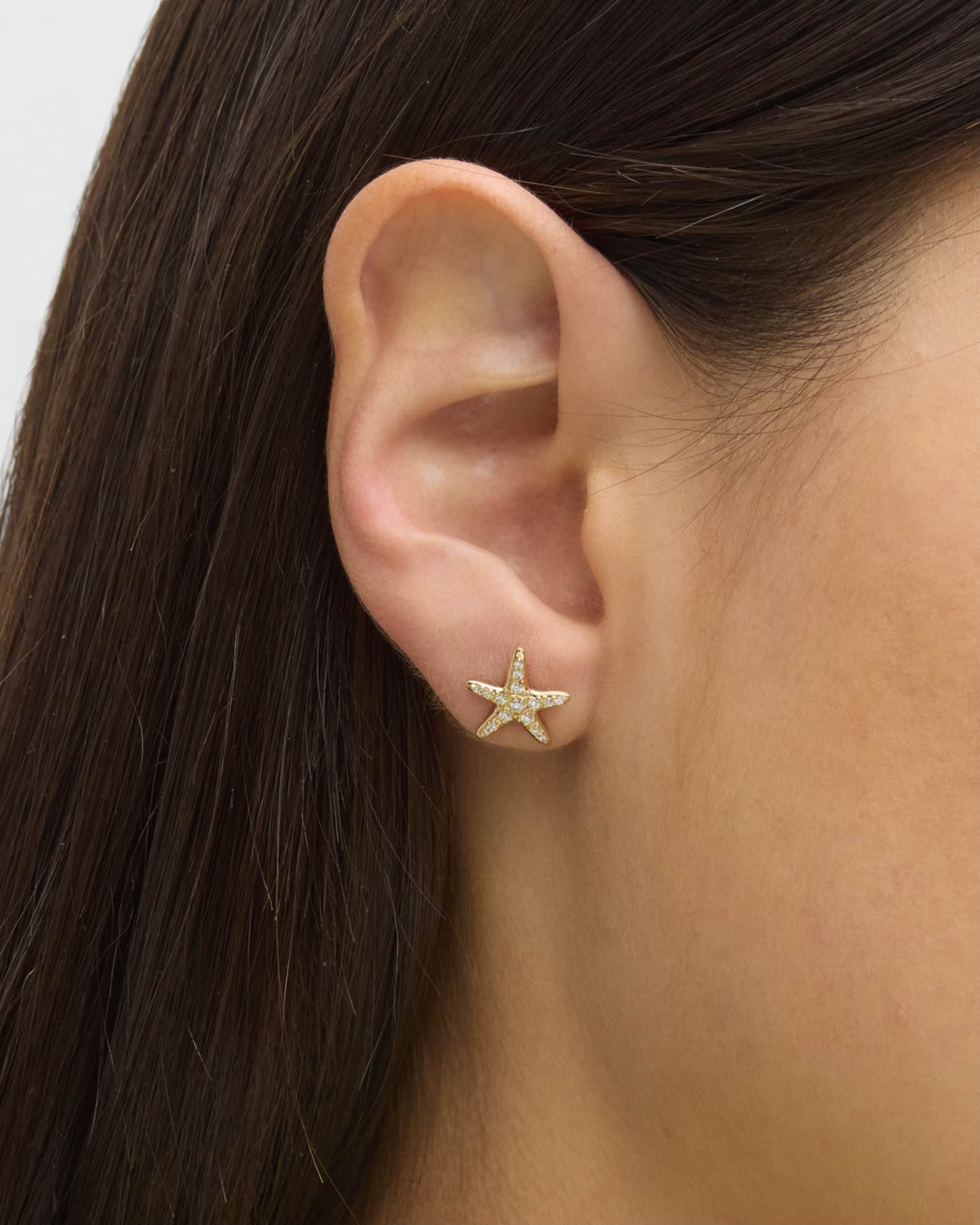 Sydney Evan 14K Yellow Gold Starfish Stud Earring, Single | Neiman Marcus