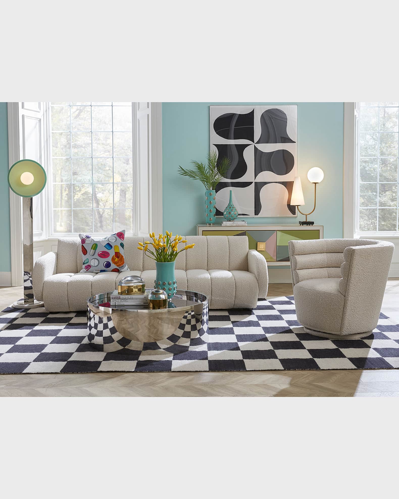 Jonathan Adler Maxime Club Swivel Chair, Olympus Oatmeal | Neiman Marcus
