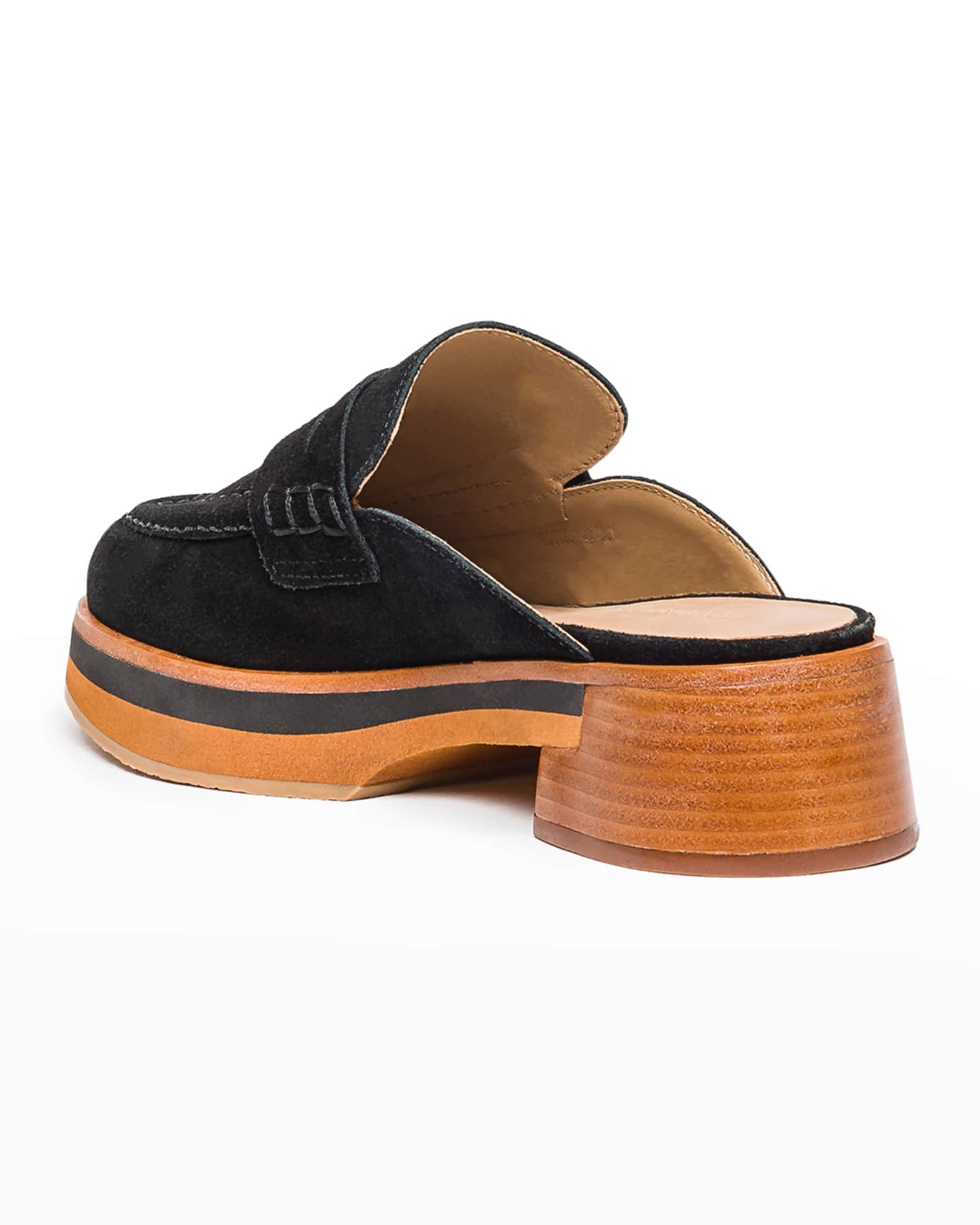 Bernardo Suri Suede Penny Loafer Mules | Neiman Marcus