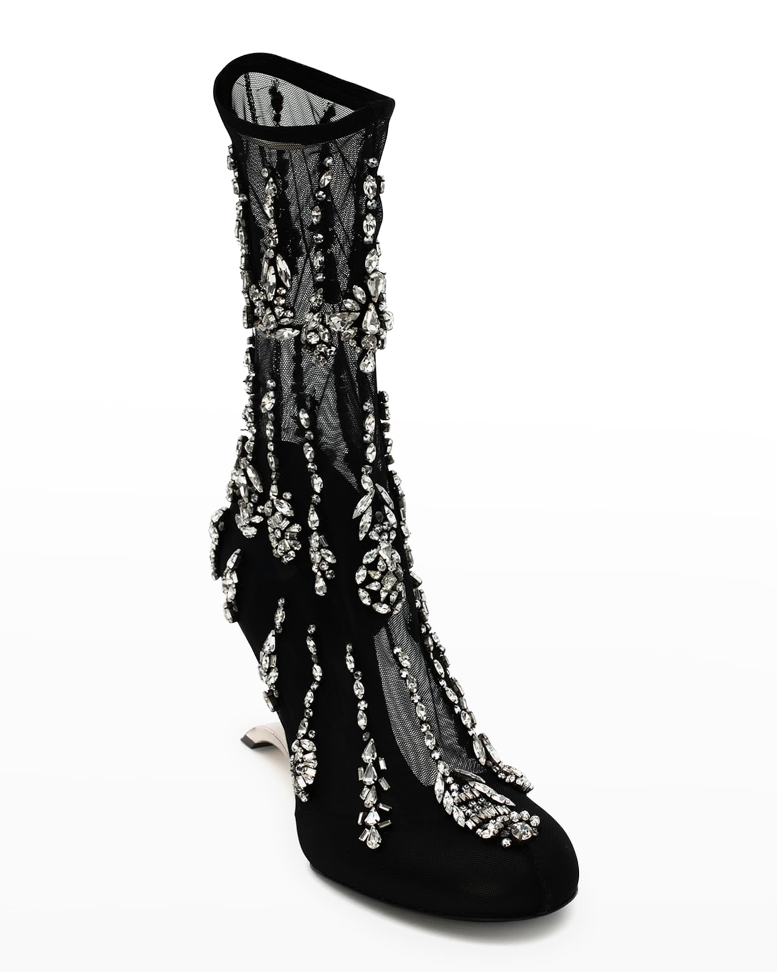 Alexander McQueen Arc Architectural-Heel Crystal Tulle Booties | Neiman ...