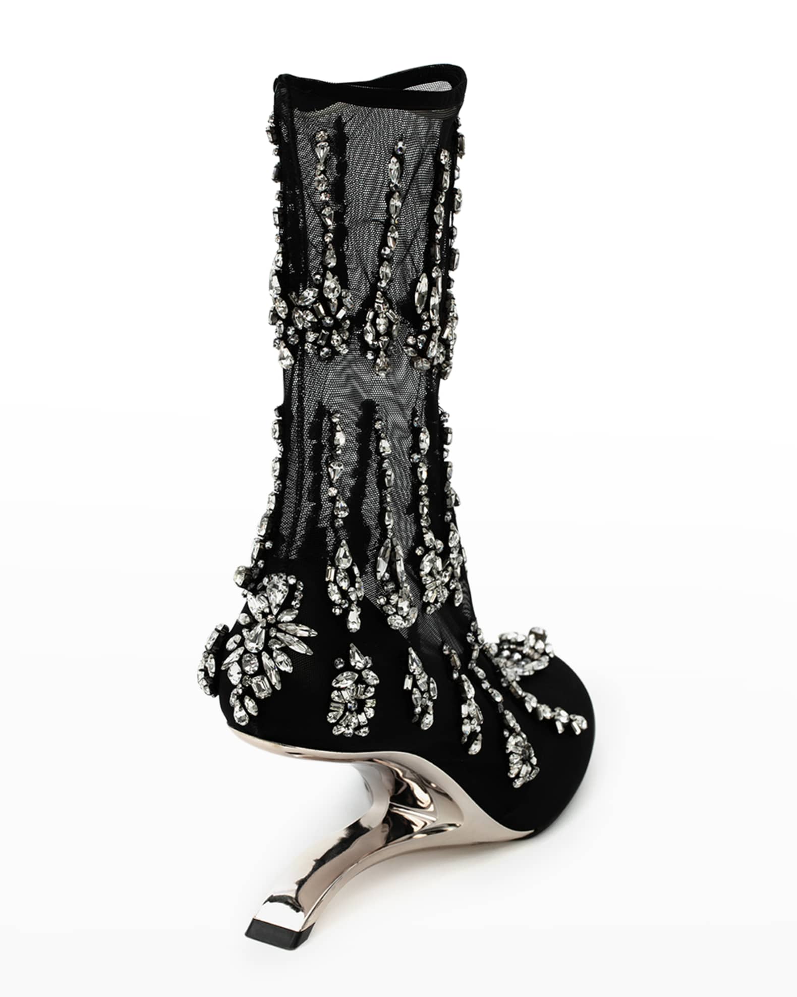 Alexander McQueen Arc Architectural-Heel Crystal Tulle Booties | Neiman ...