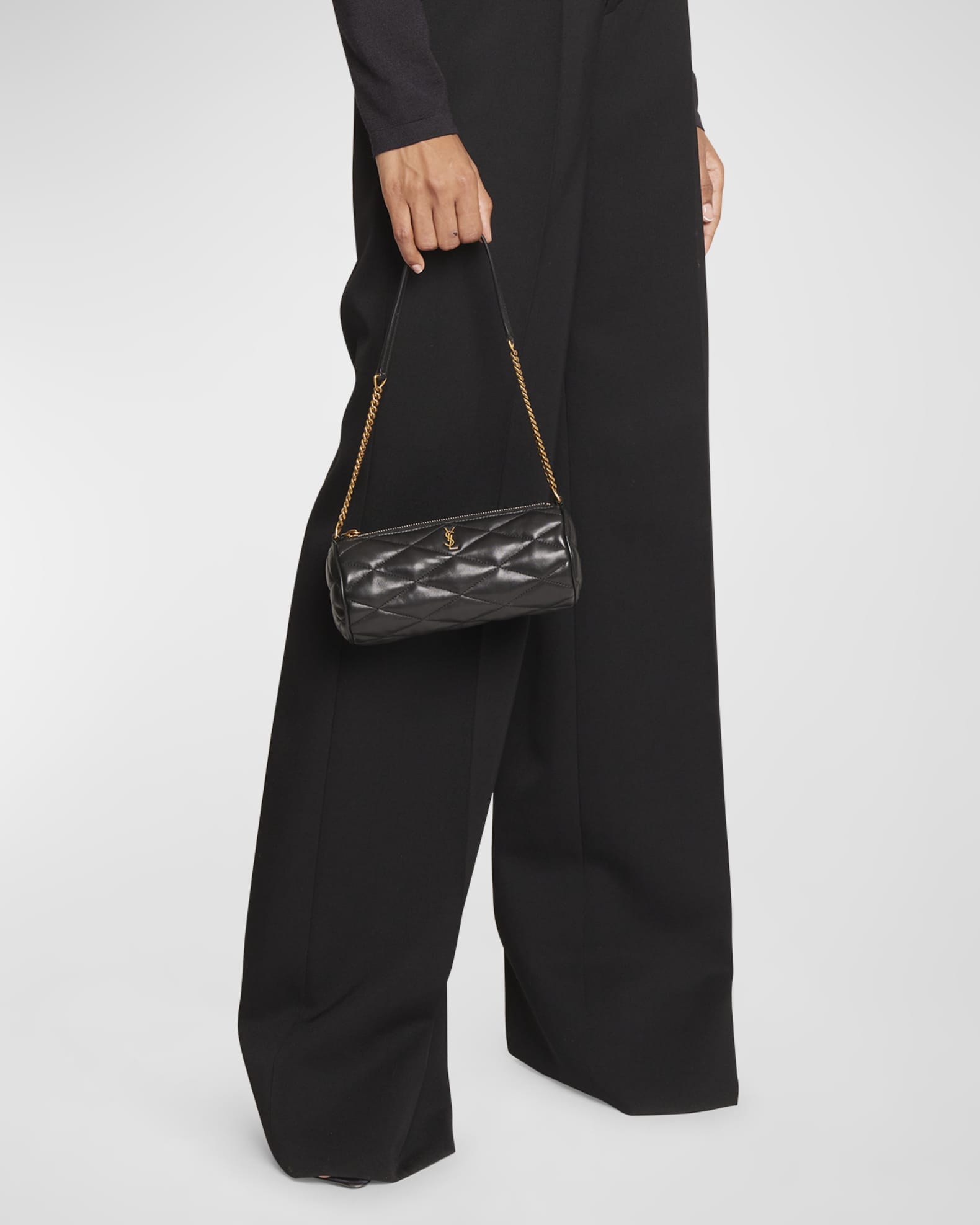 Saint Laurent Sade Mini YSL Tube Shoulder Bag in Quilted Smooth Leather ...