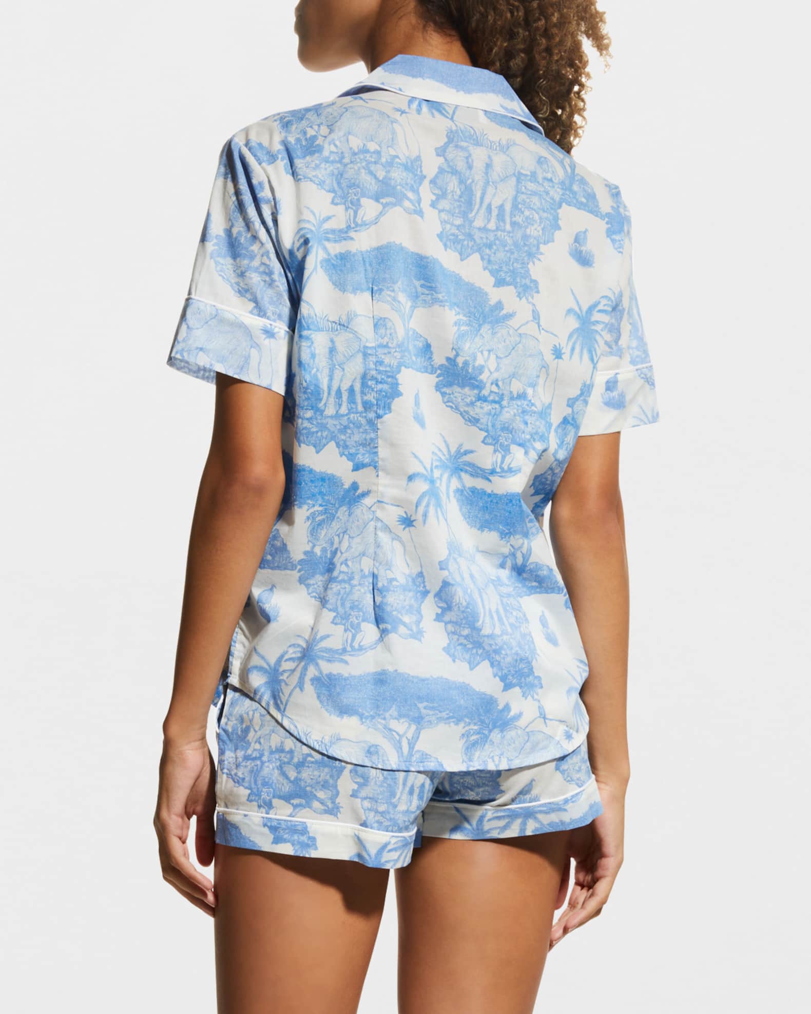 Desmond & Dempsey Loxodonta Safari-Print Pajama Set | Neiman Marcus