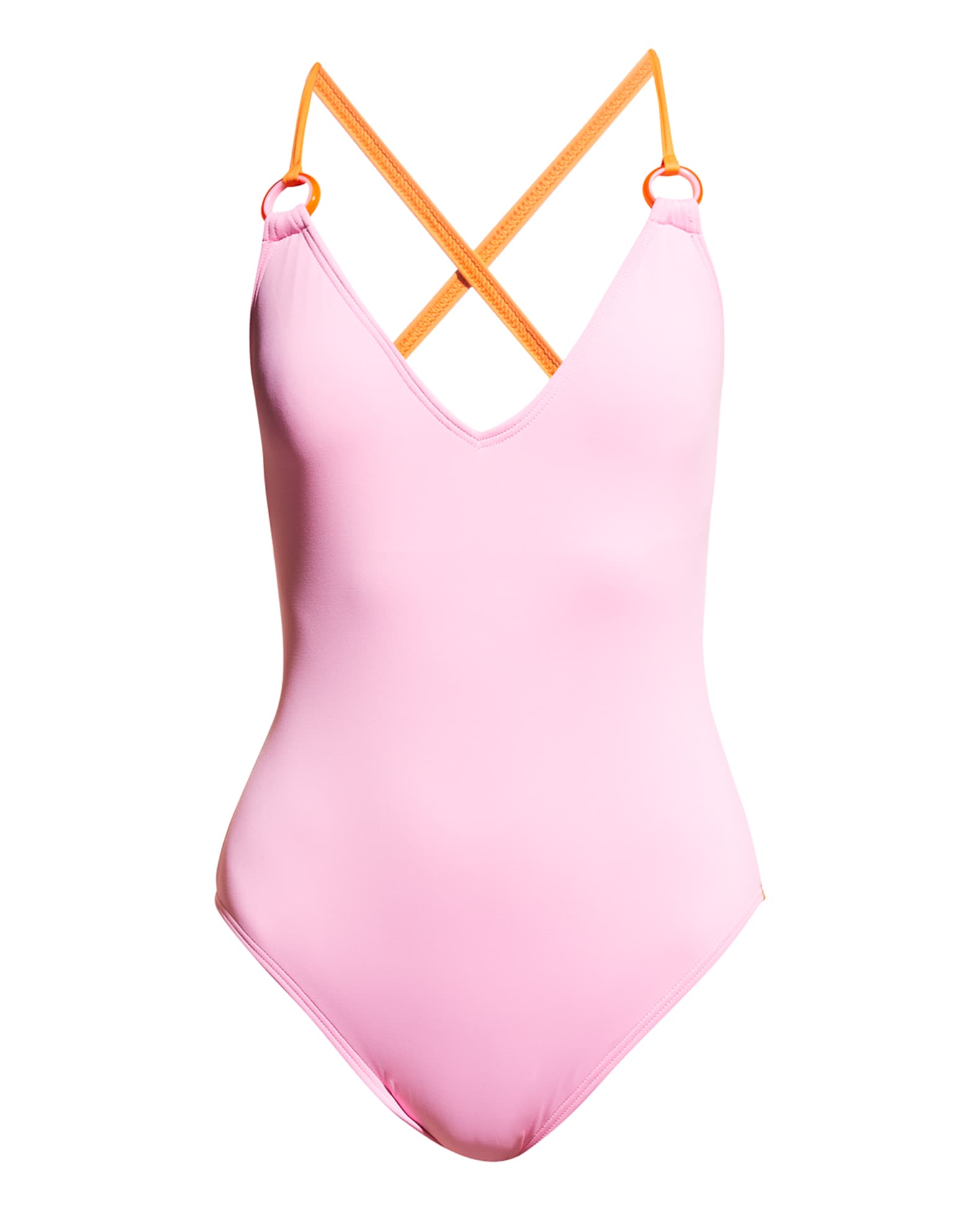 kate spade new york Plunging V-Neck Colorblock One-Piece Swimsuit ...