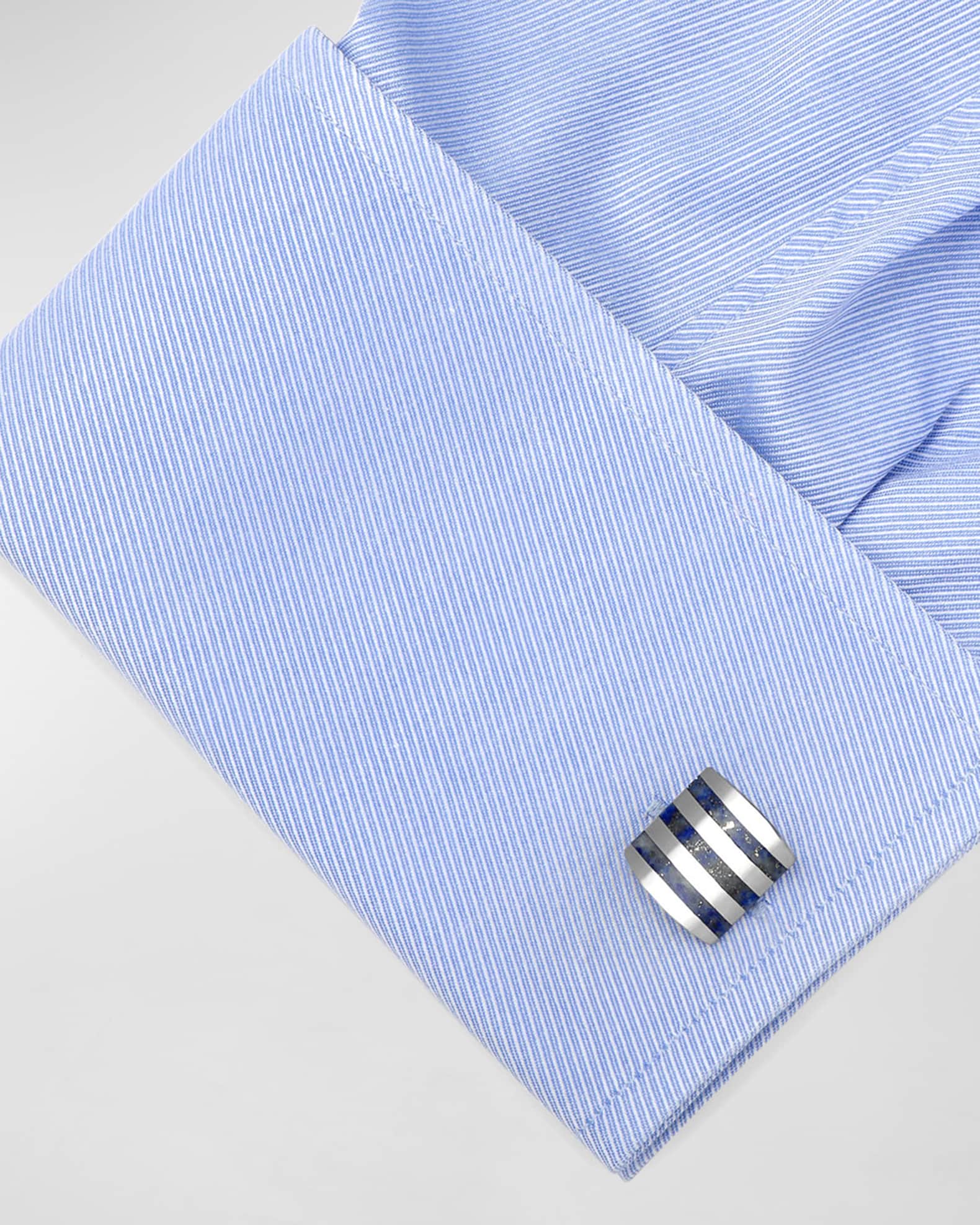 Cufflinks Inc. Stainless Steel Striped Lapis Cufflinks | Neiman Marcus