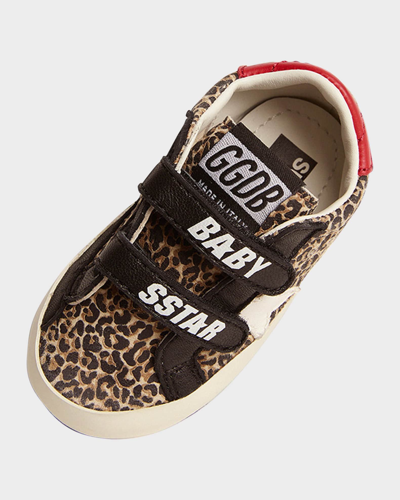 Golden Goose Girl's Leopard Suede Upper and Nappa Lacing Stripe ...