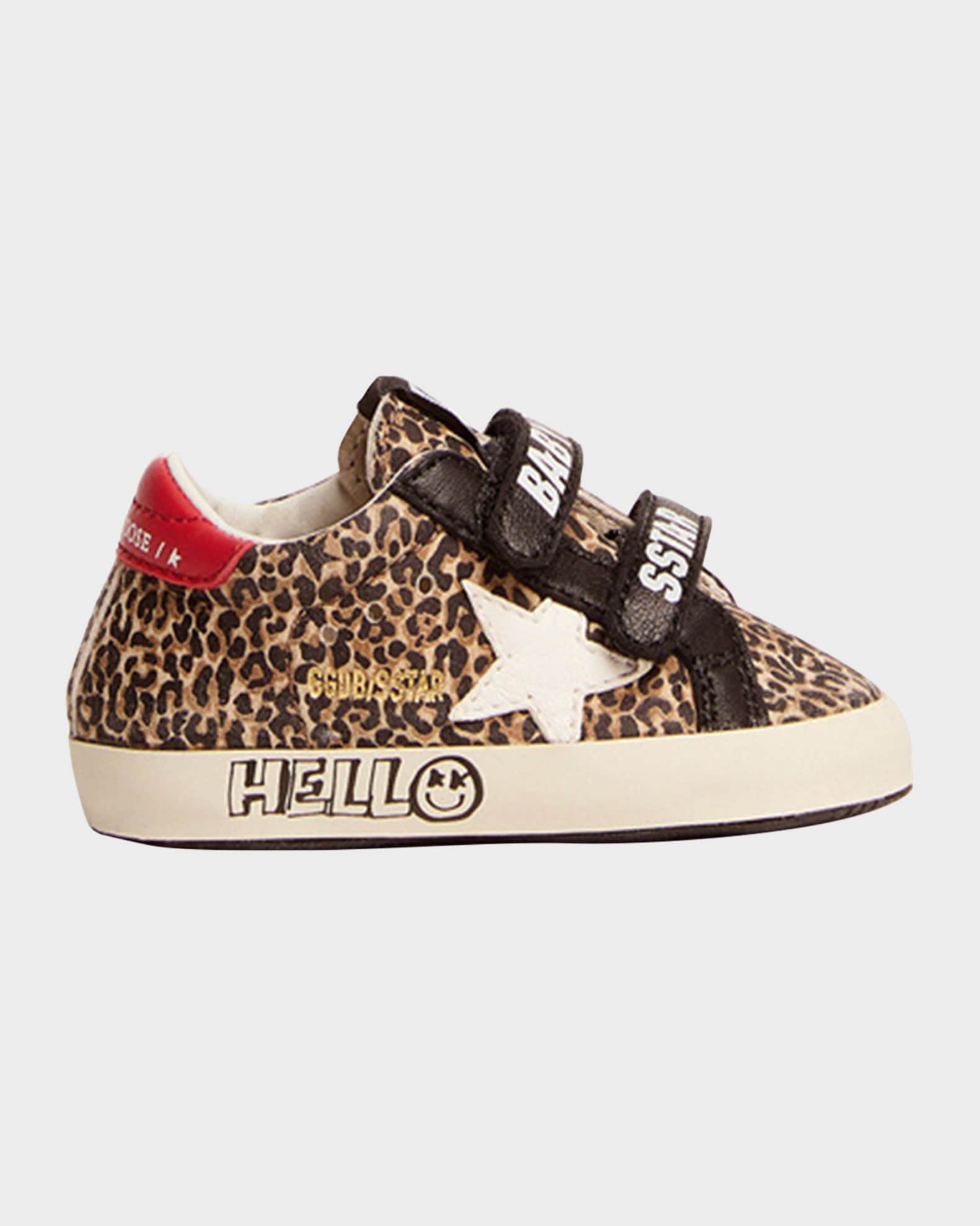 Golden Goose Girl's Leopard Suede Upper and Nappa Lacing Stripe ...