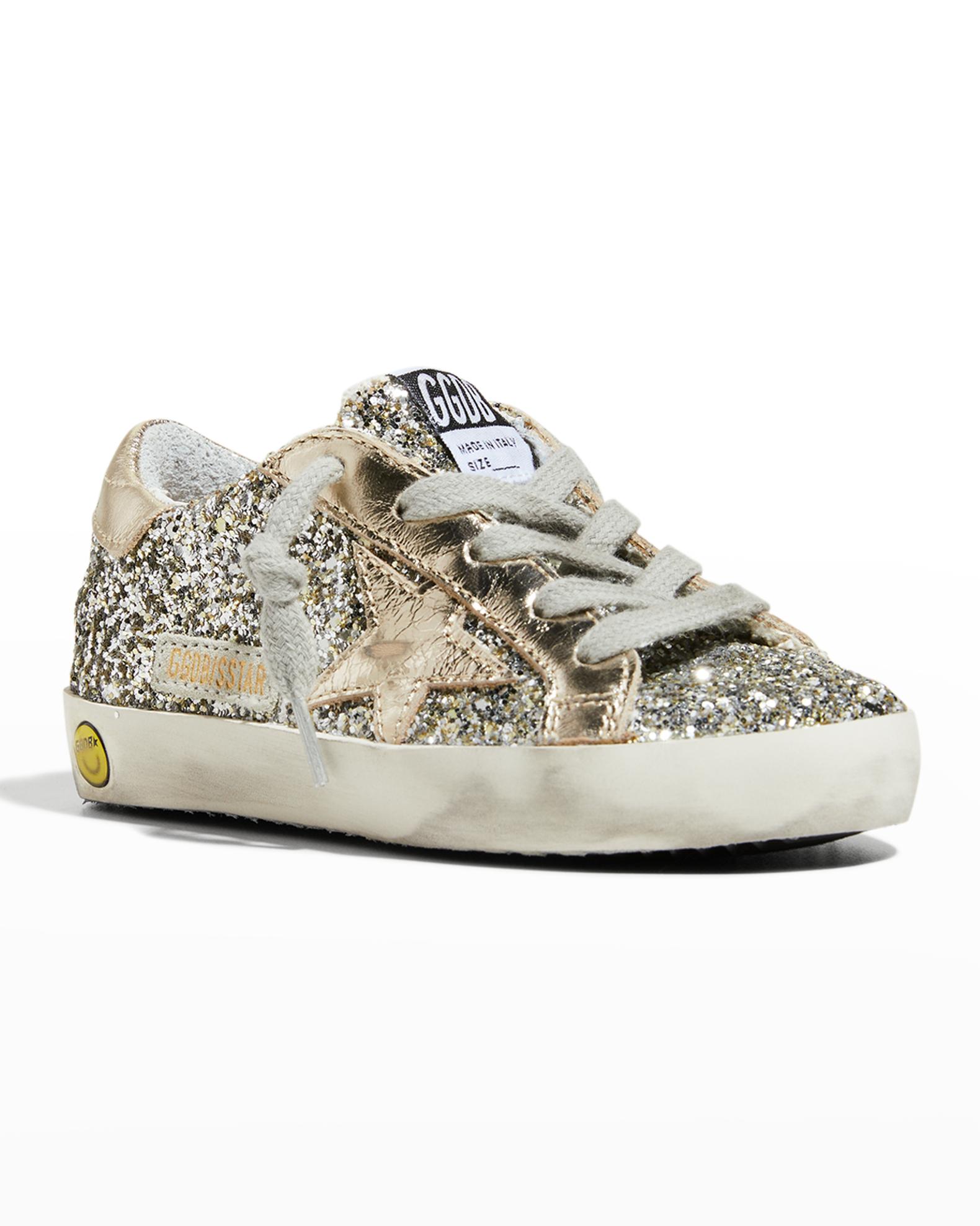 Golden Goose Girl's Super-Star Glitter Star Sneakers, Baby/Toddler ...