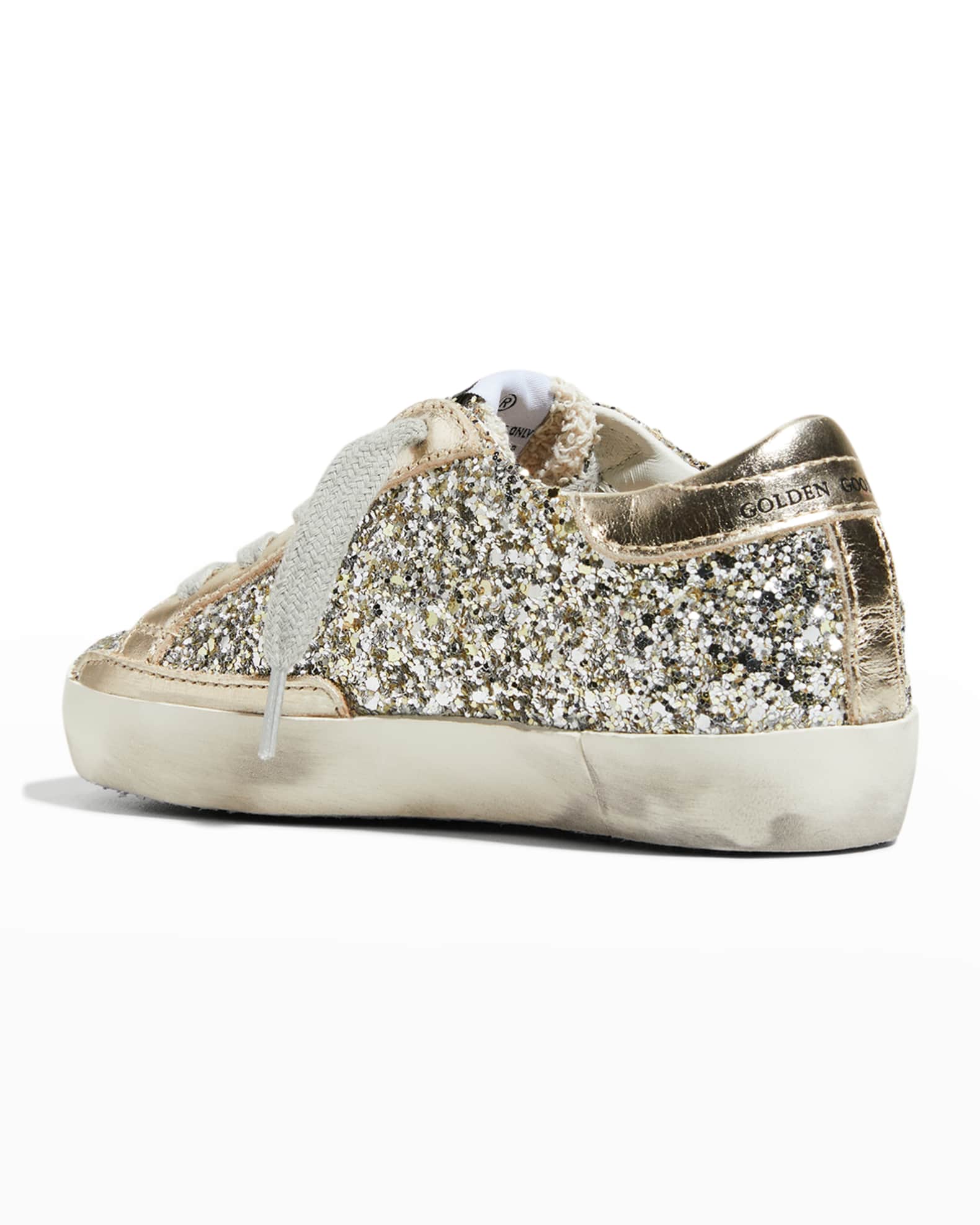 Golden Goose Girl's Super-Star Glitter Star Sneakers, Baby/Toddler ...
