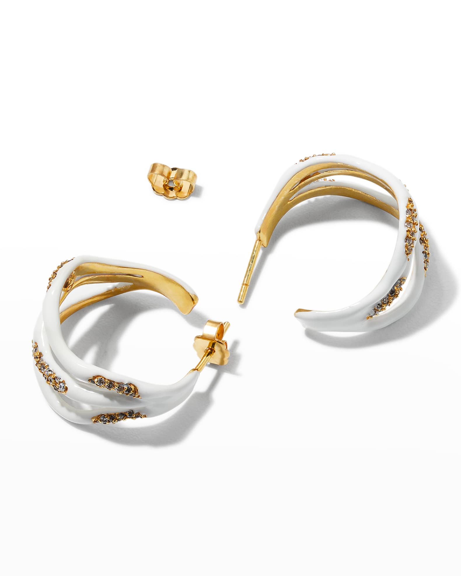 Joanna Laura Constantine Feminine Waves Pave Hoop Earrings with Enamel ...
