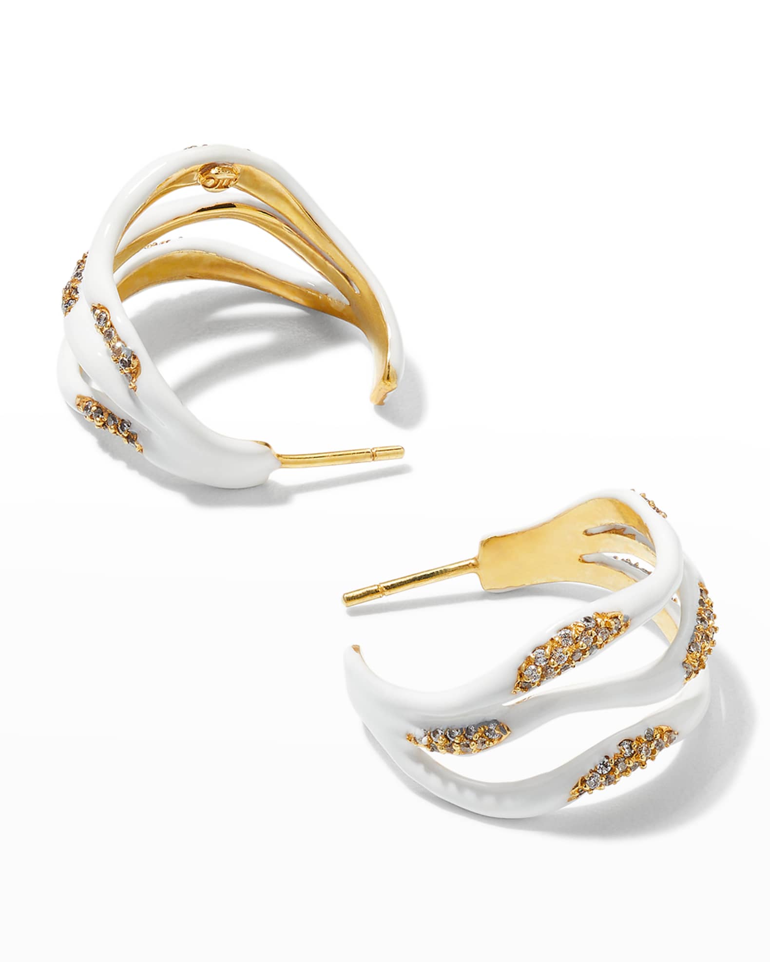 Joanna Laura Constantine Feminine Waves Pave Hoop Earrings with Enamel ...