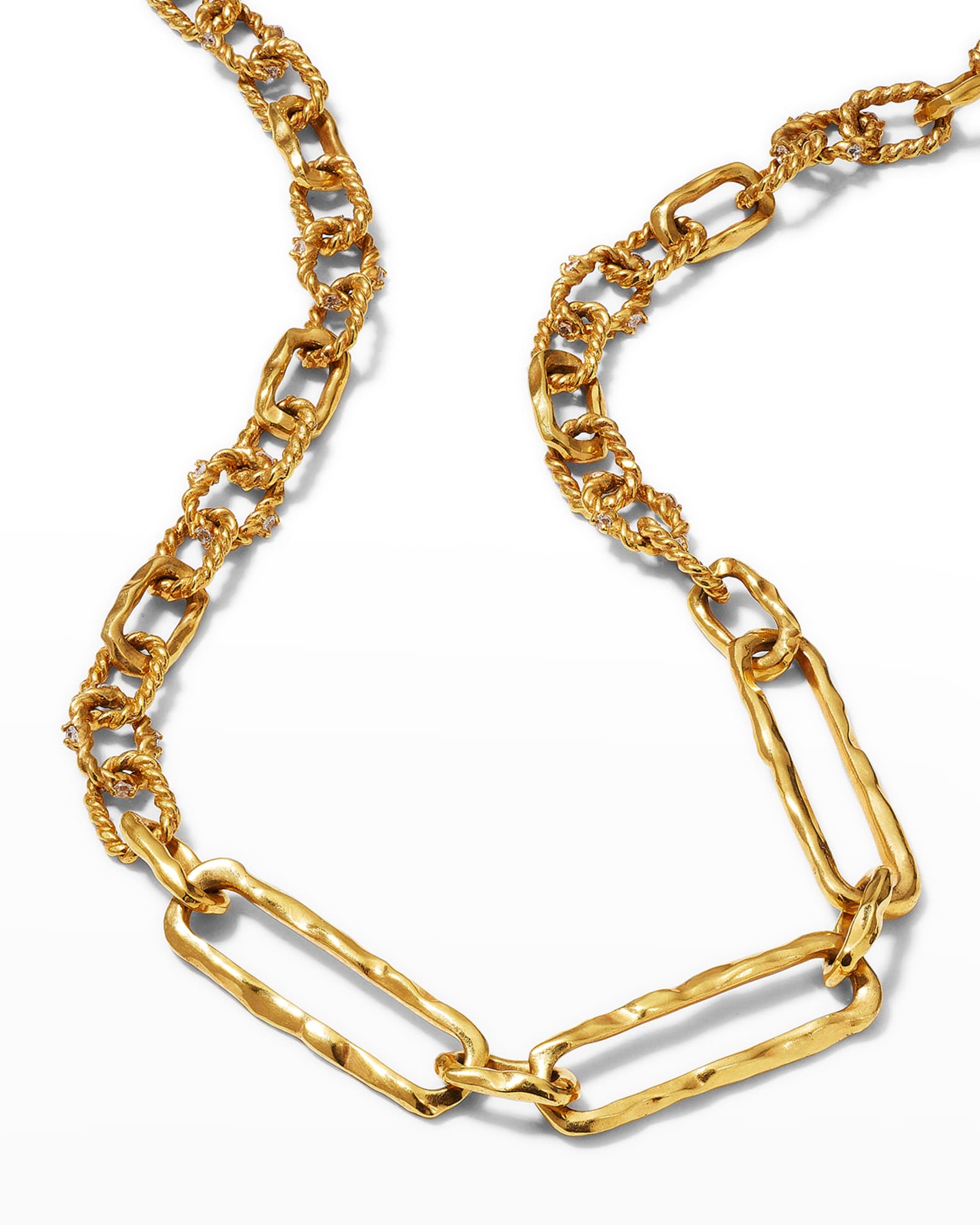 Joanna Laura Constantine Wave Link Chain Necklace with Pave | Neiman Marcus