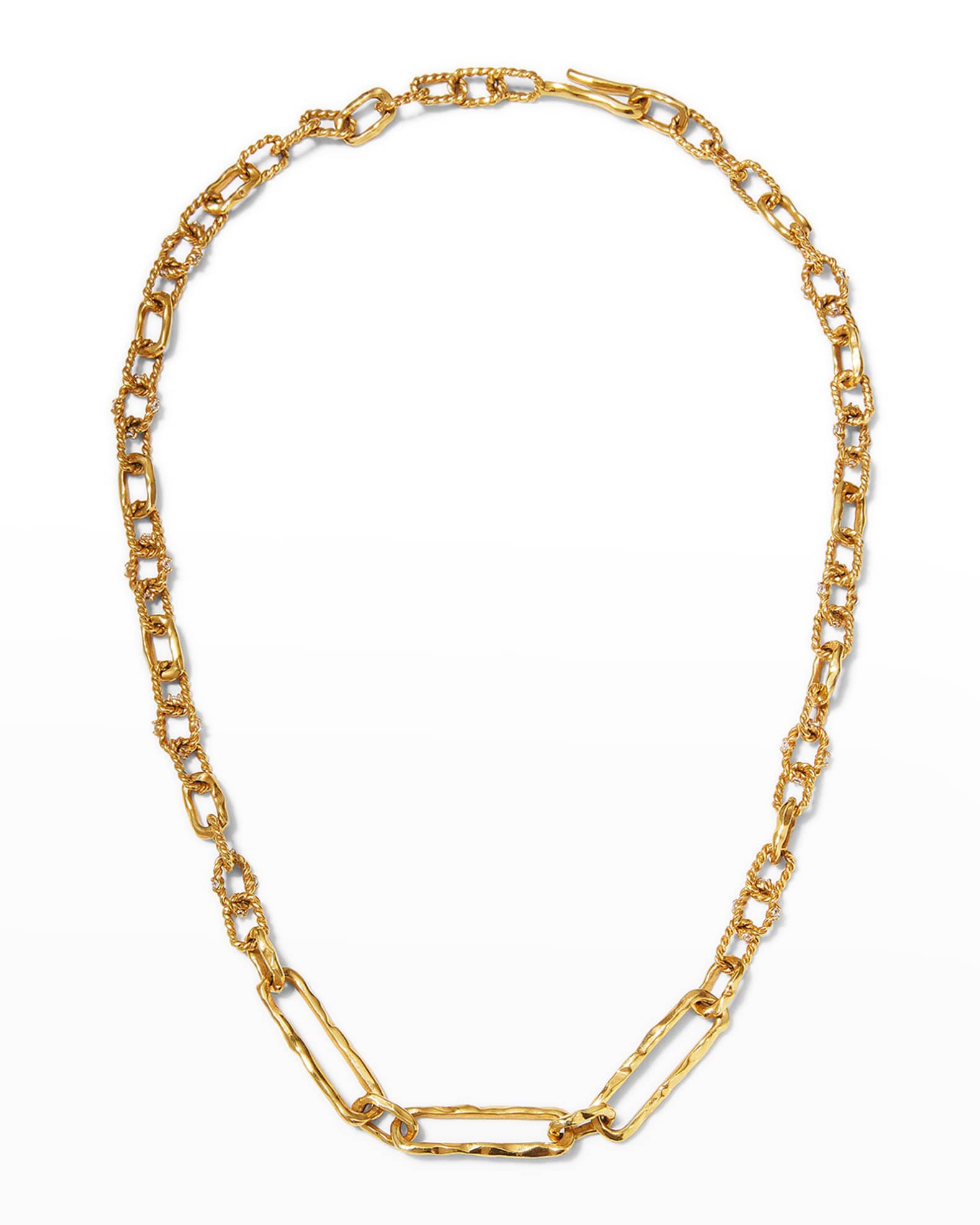 Joanna Laura Constantine Wave Link Chain Necklace with Pave | Neiman Marcus