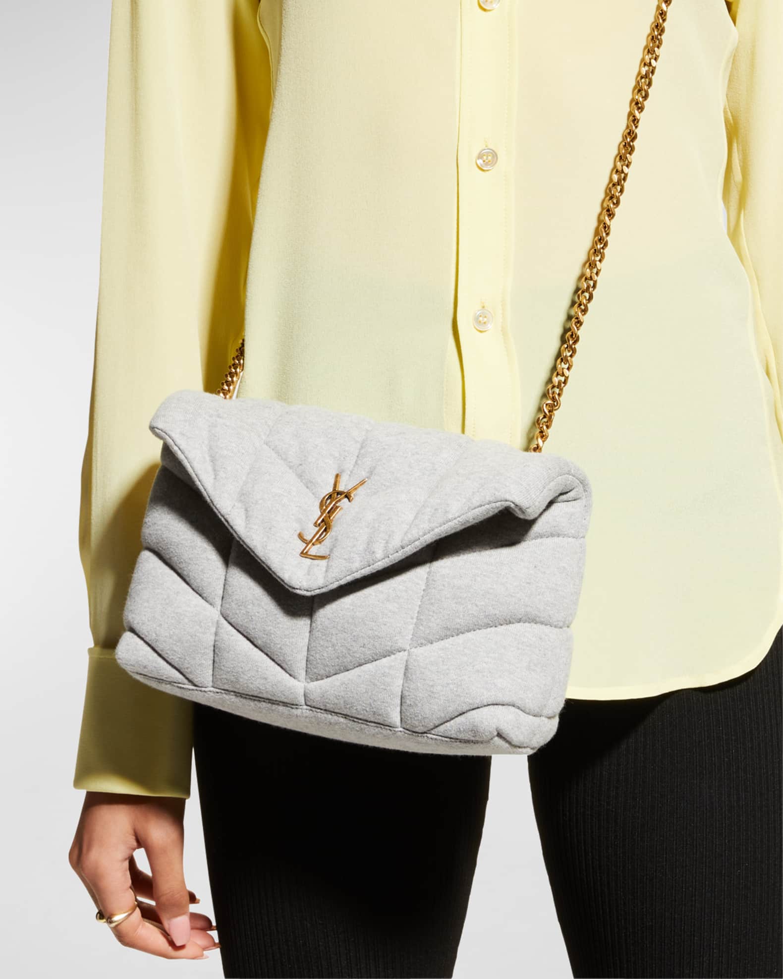 Saint Laurent Toy YSL Puffer Jersey Crossbody Bag | Neiman Marcus