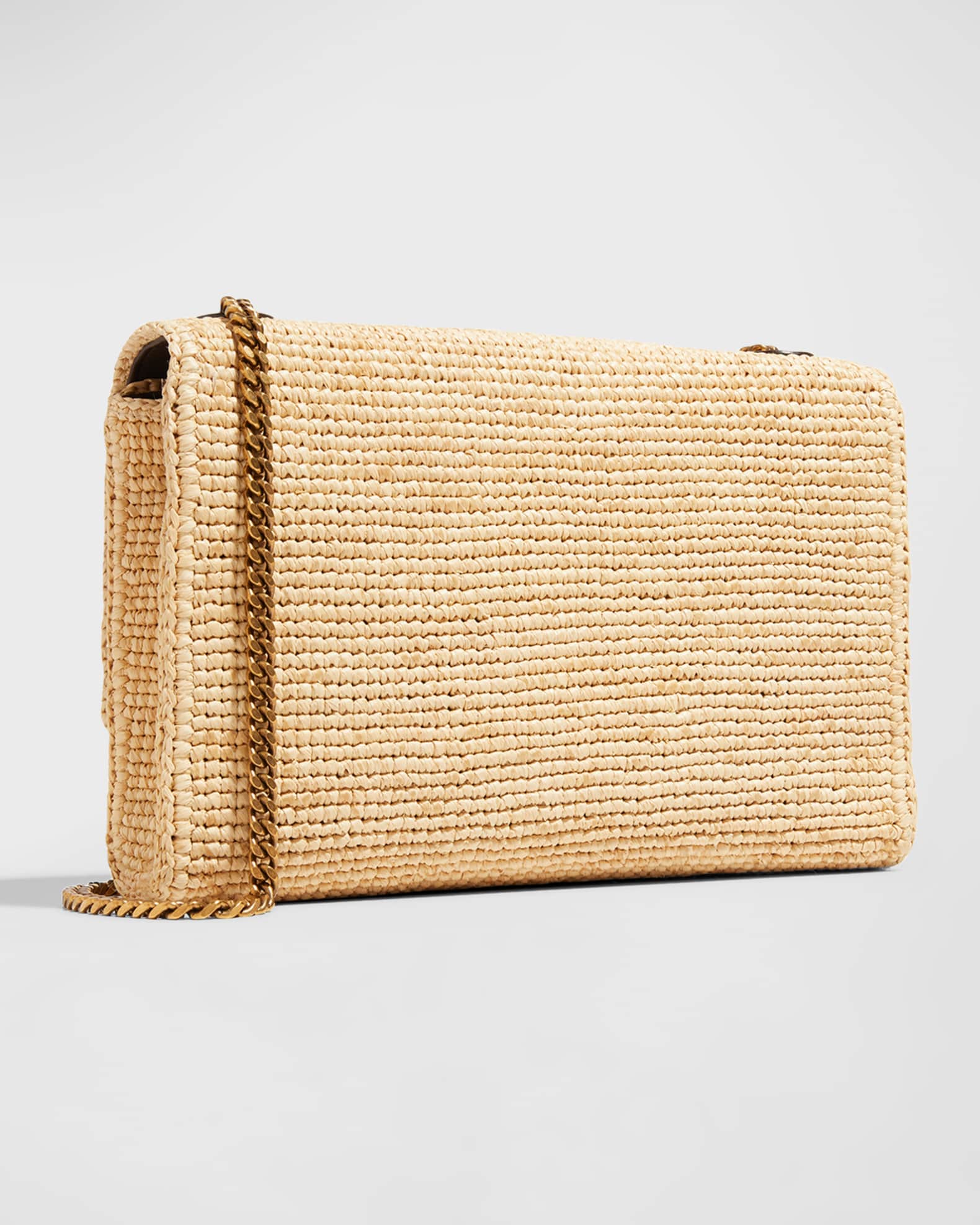 Saint Laurent Kate Medium YSL Reversible Raffia/Leather Crossbody Bag ...