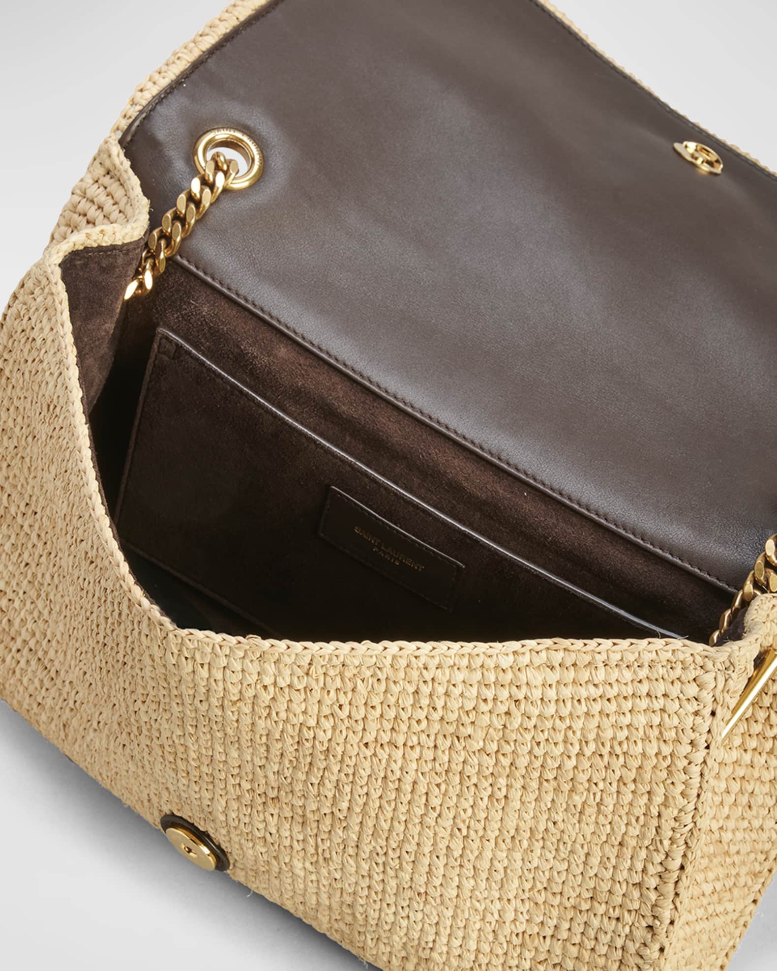 Saint Laurent Kate Medium YSL Reversible Raffia/Leather Crossbody Bag ...