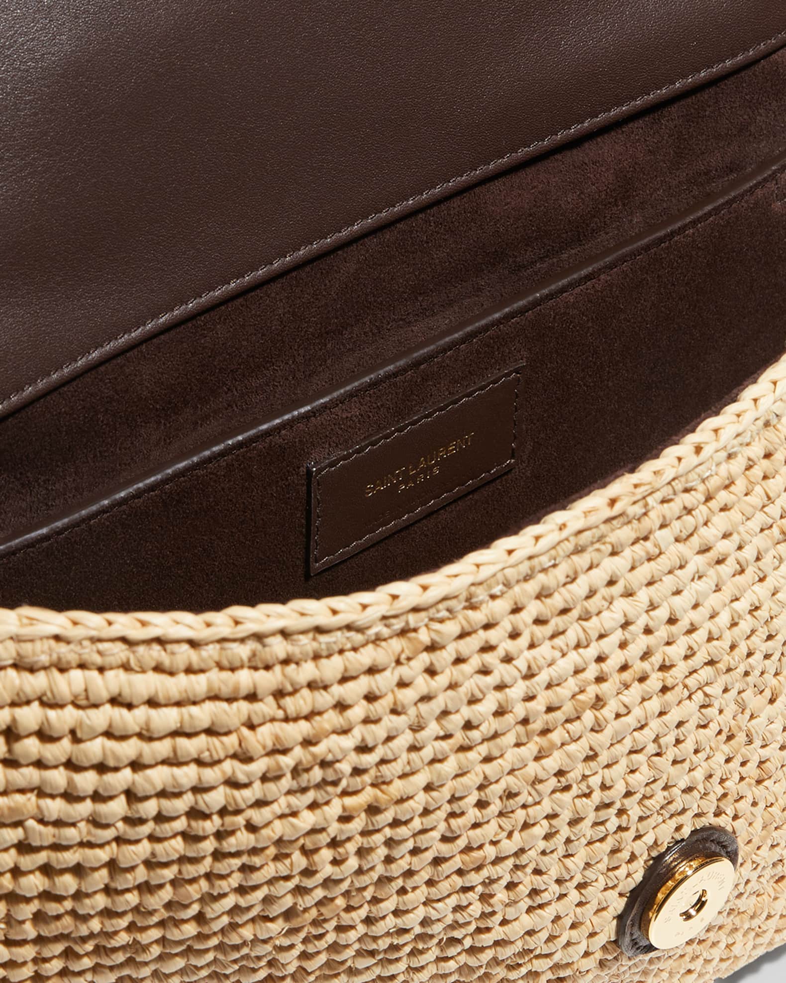 Saint Laurent Kate Medium YSL Reversible Raffia/Leather Crossbody Bag ...