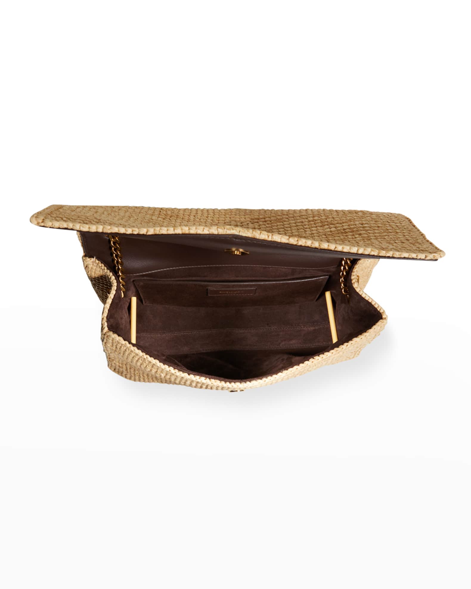 Saint Laurent Kate Medium YSL Reversible Raffia/Leather Crossbody Bag ...