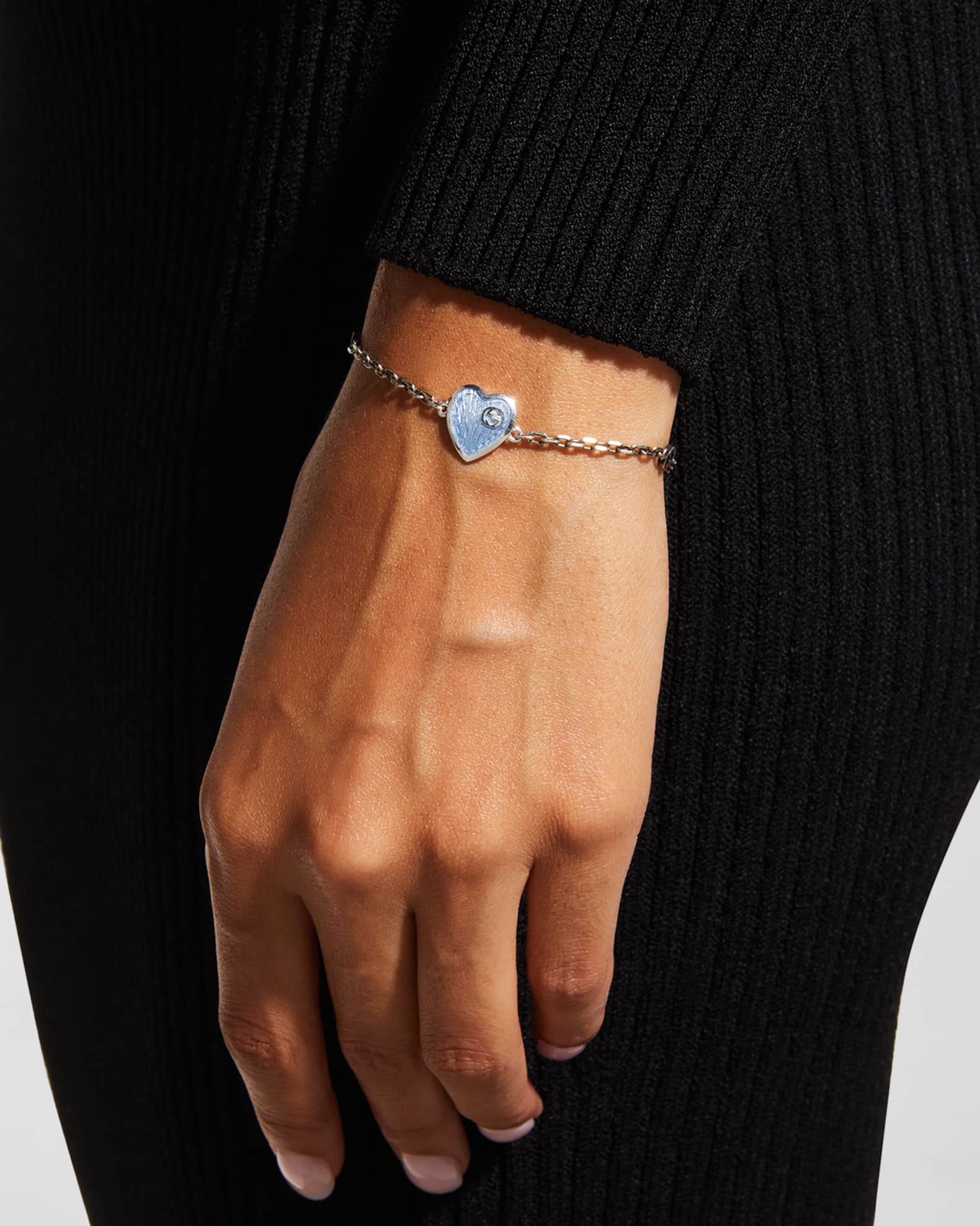 Gucci Sterling Silver Heart Bracelet With Interlocking G | Neiman Marcus