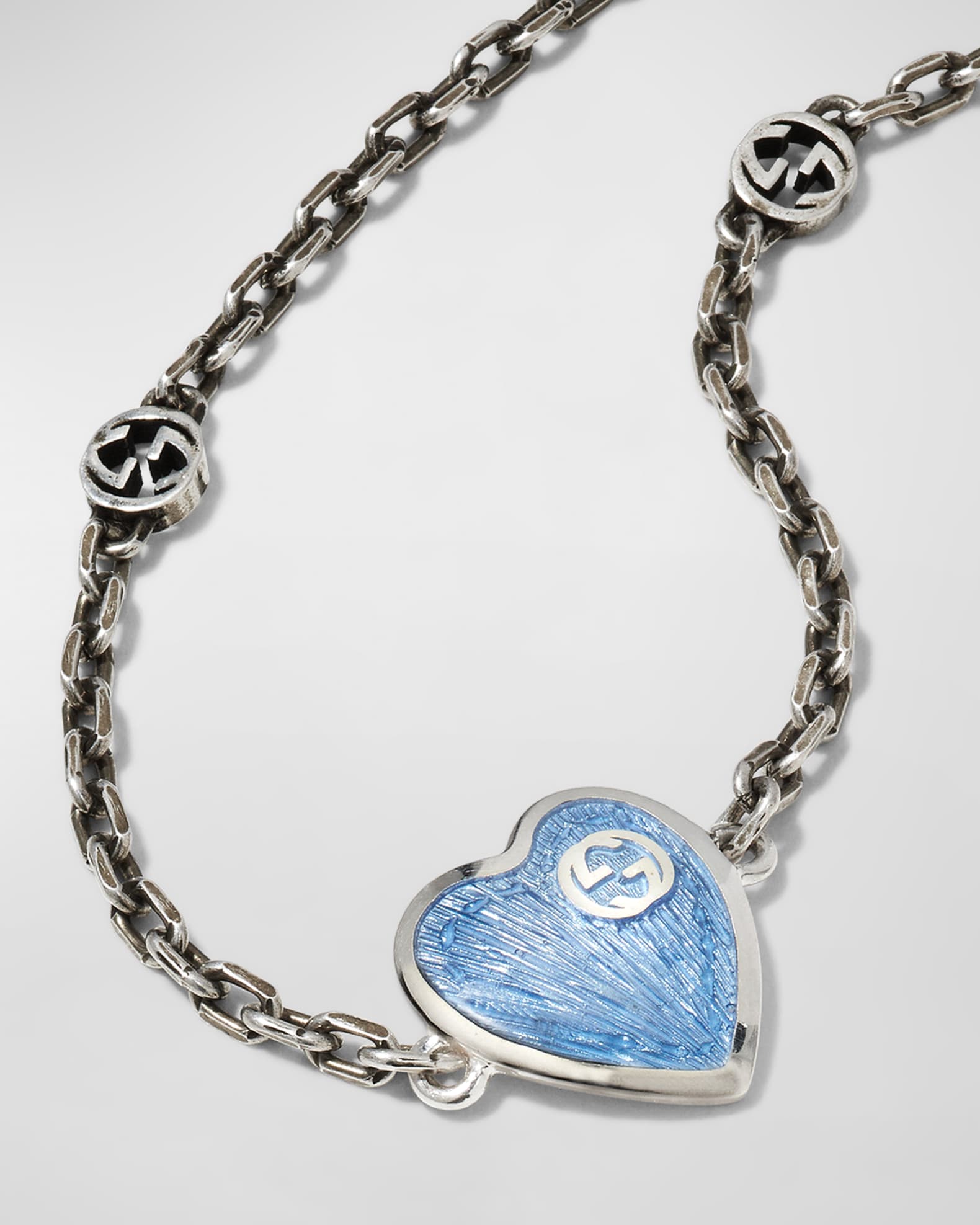 Gucci Sterling Silver Heart Bracelet With Interlocking G | Neiman Marcus