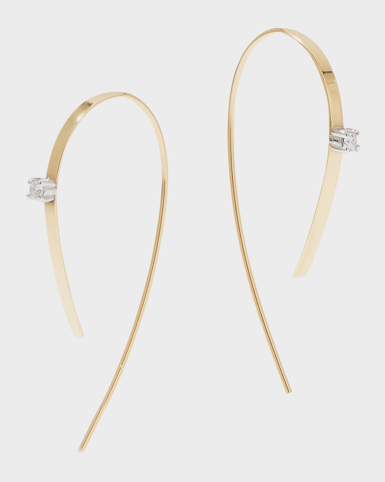 LANA 14K Gold Small Flat Forward Facing Hooked On Hoop Earrings with ...