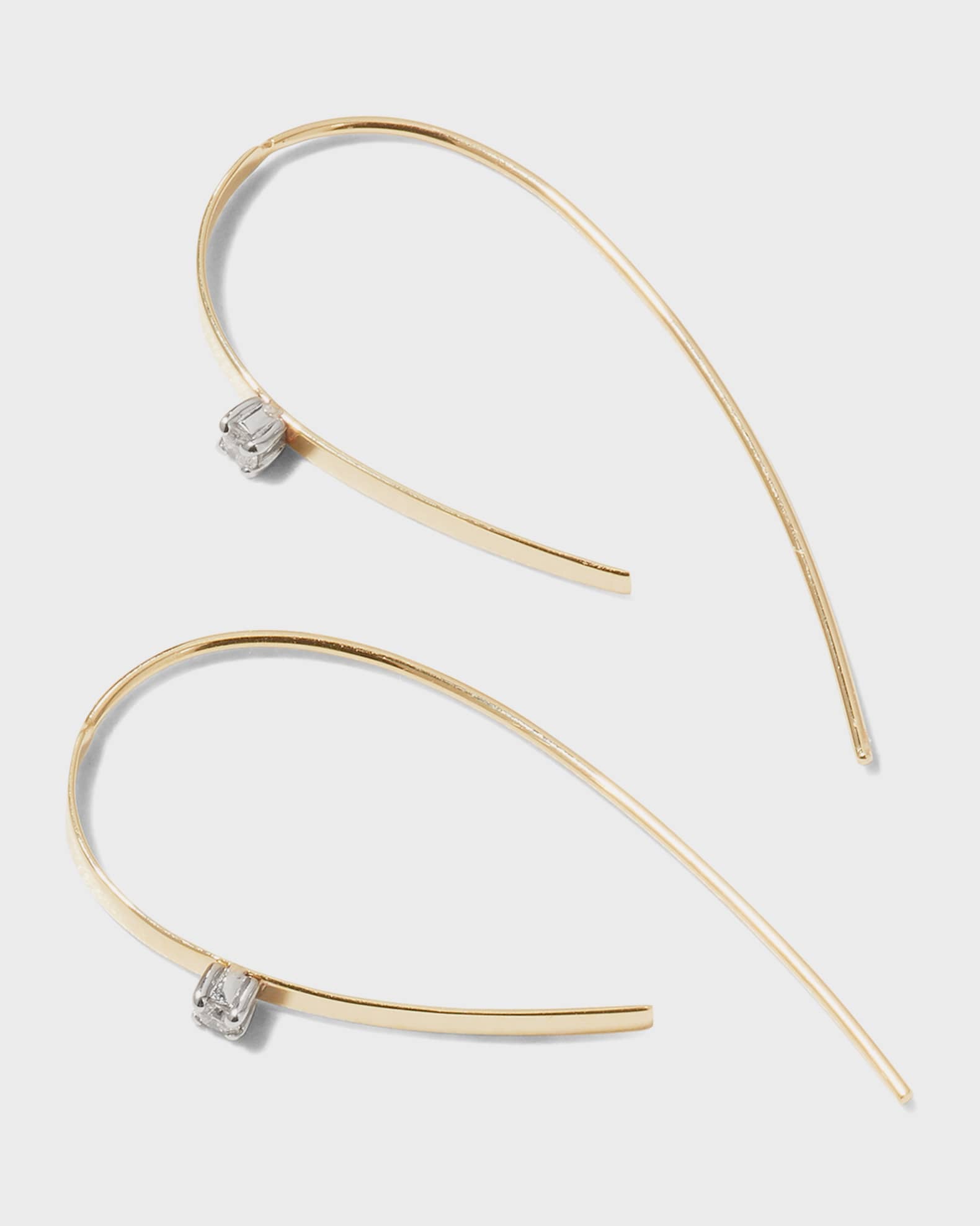 LANA 14K Gold Small Flat Forward Facing Hooked On Hoop Earrings with ...