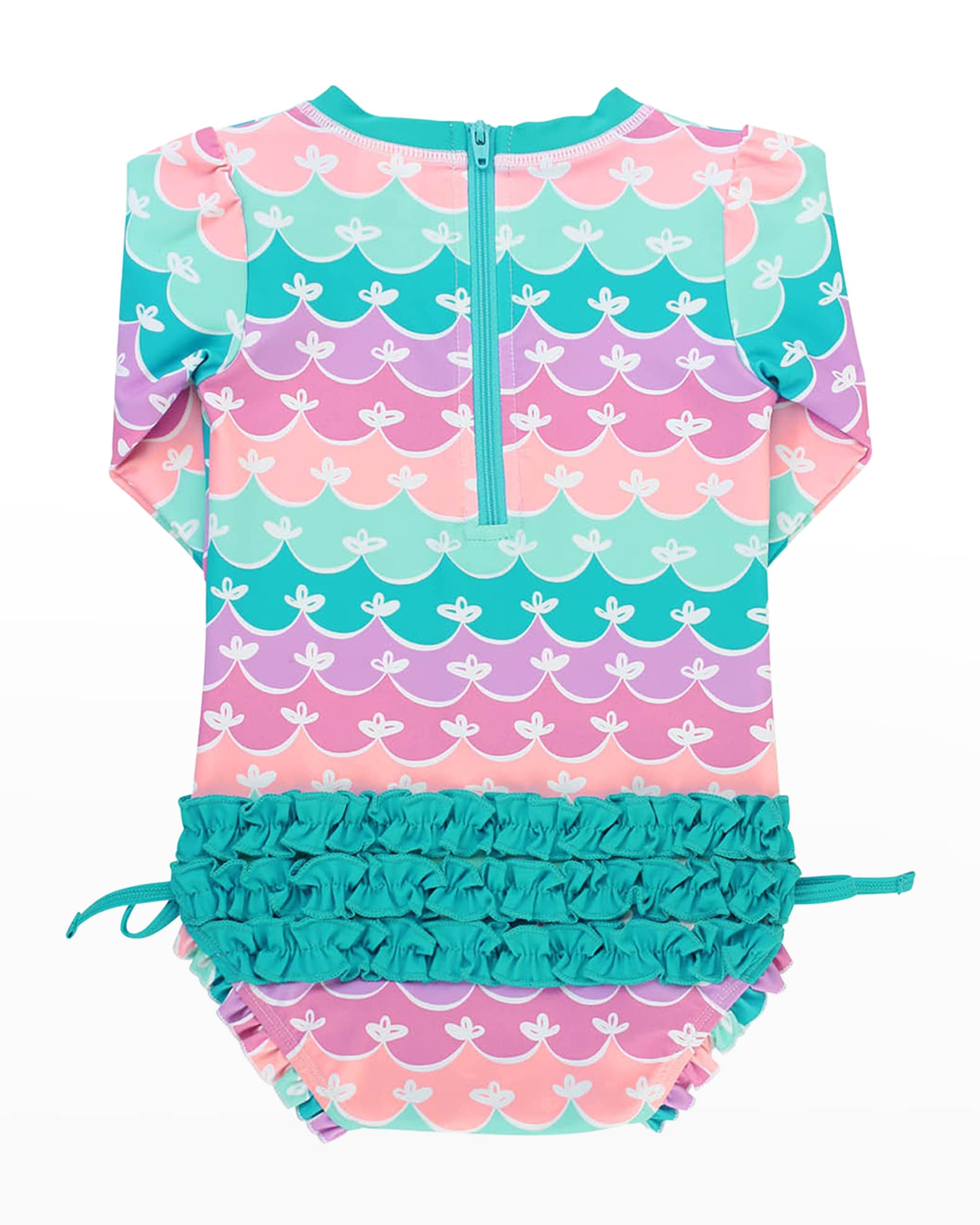 RuffleButts Girl's Mermaid One-Piece Rash Guard, Size Newborn-3T ...