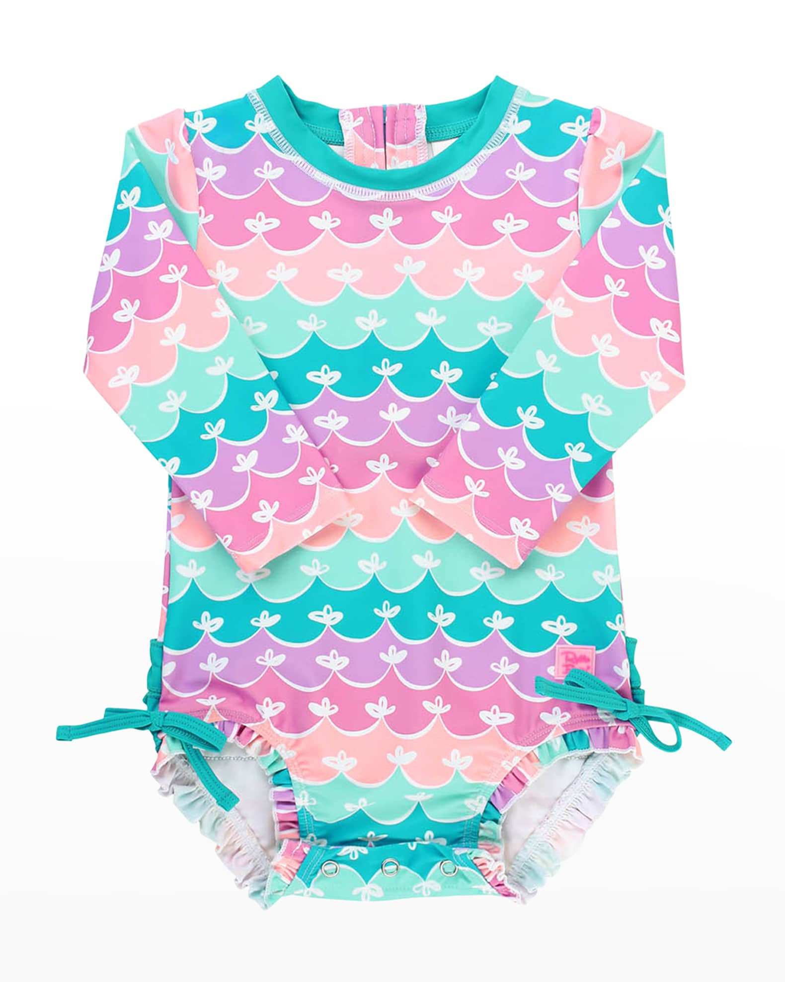 RuffleButts Girl's Mermaid One-Piece Rash Guard, Size Newborn-3T ...