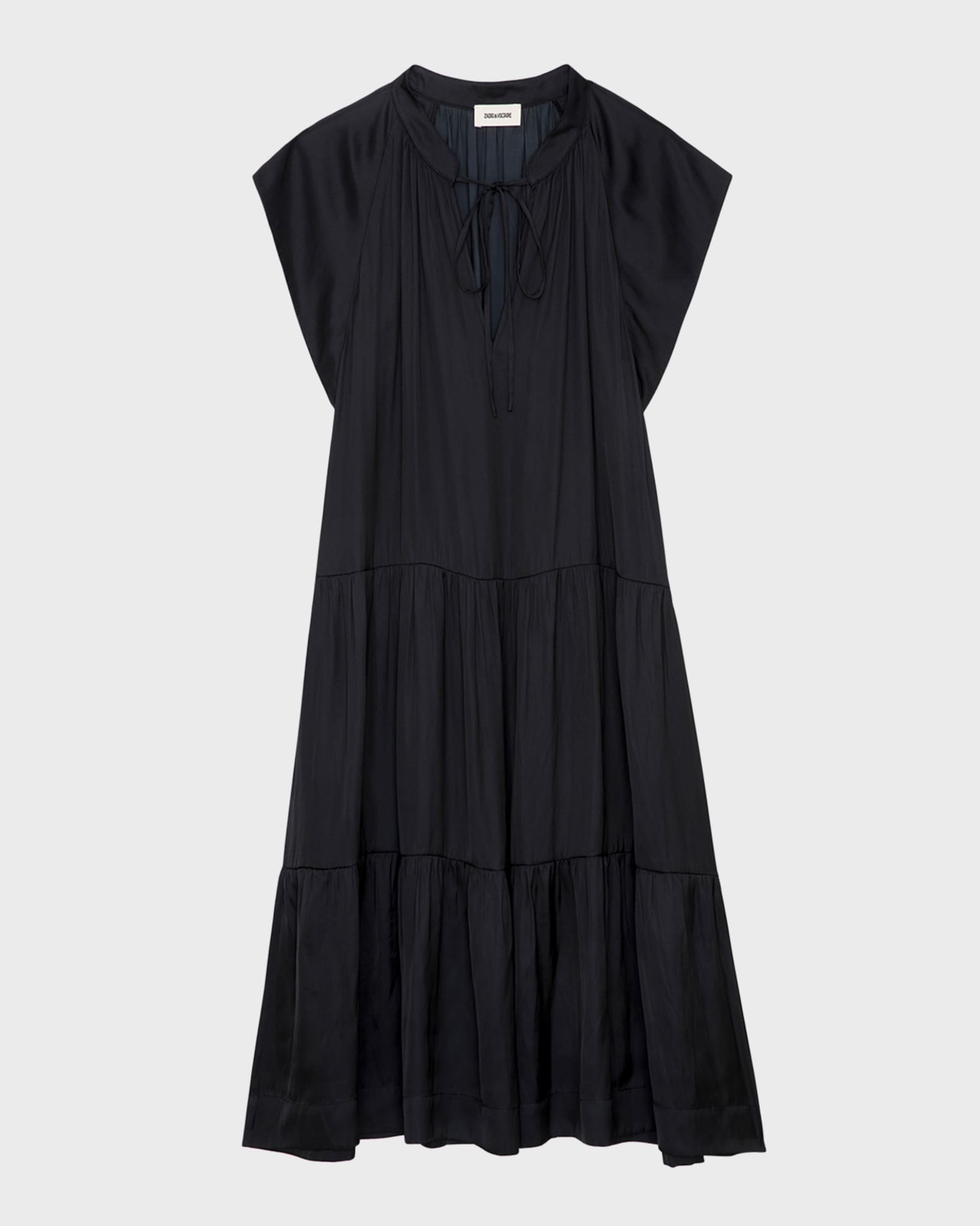 Zadig & Voltaire Rito Satin Self-Tie High Neck Tiered Mini Dress ...