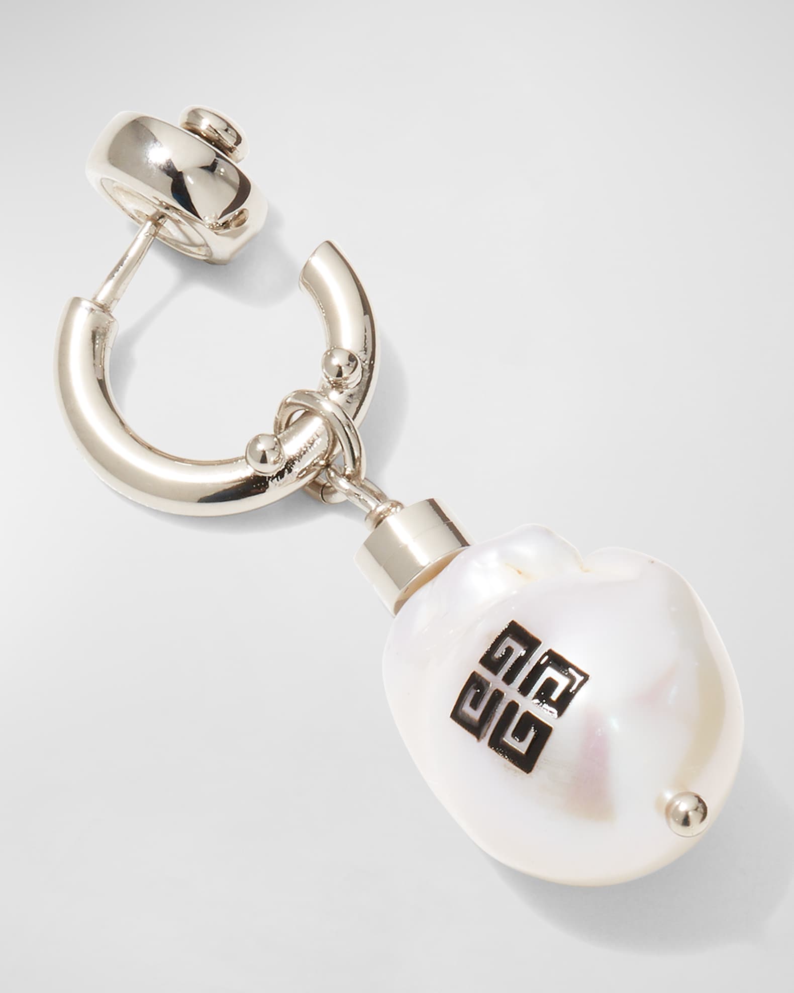 Givenchy x Josh Smith Men's 4G Pearl Hoop Earring | Neiman Marcus