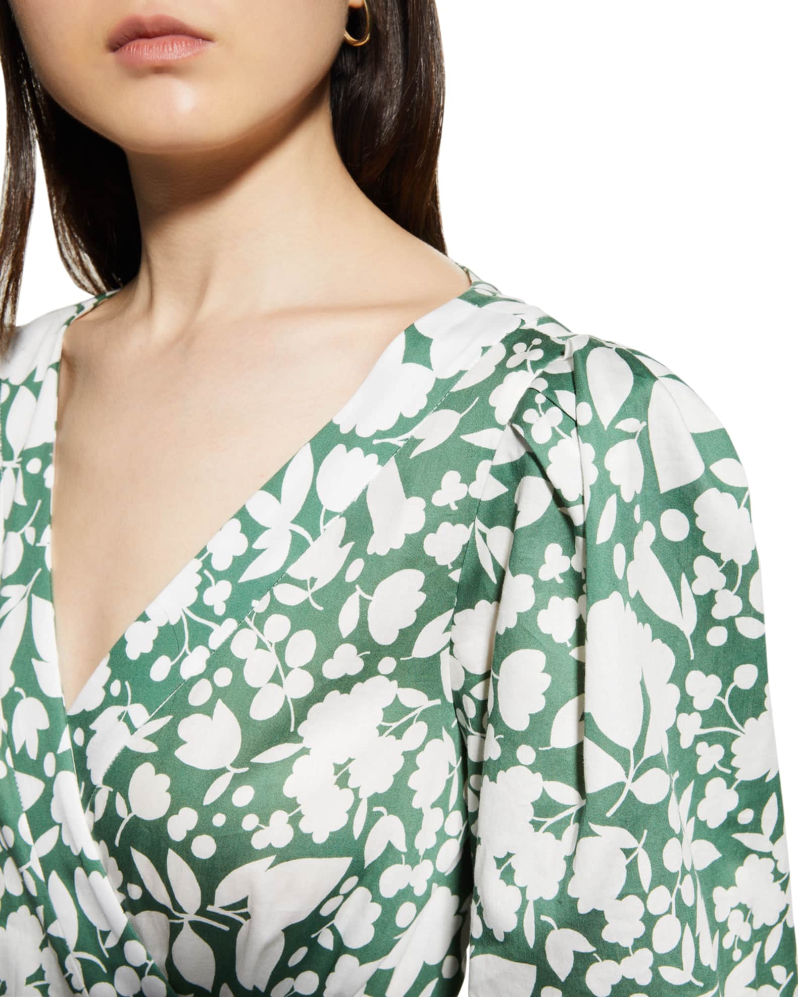 ARIAS New York Floral-Print Wrap Midi Dress w/ Ruffle | Neiman Marcus