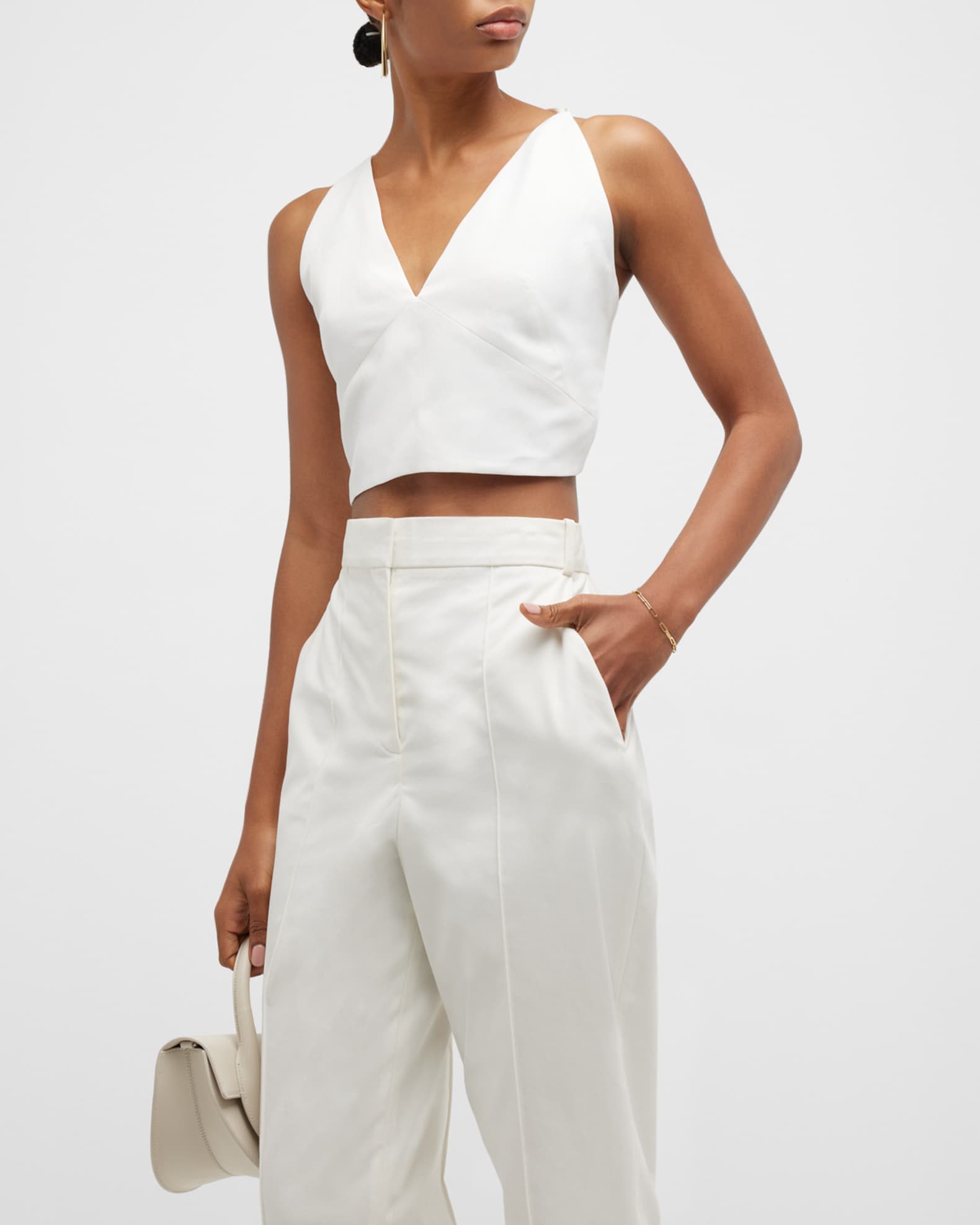 Halston Ito Linen Halter Top | Neiman Marcus